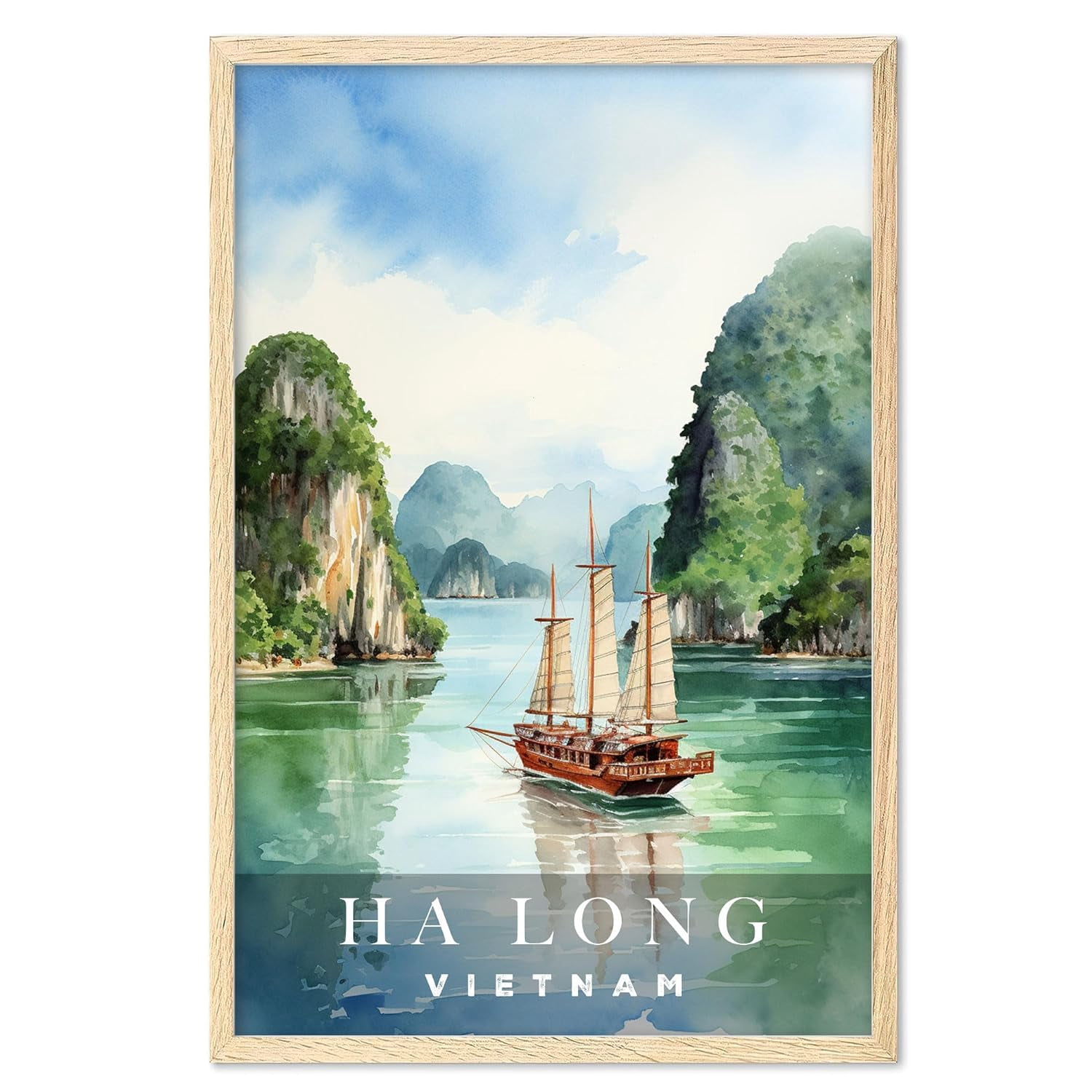 Eastern Print Ha Long Poster, Vietnam Poster, Vietnam Wall Art, Vintage ...