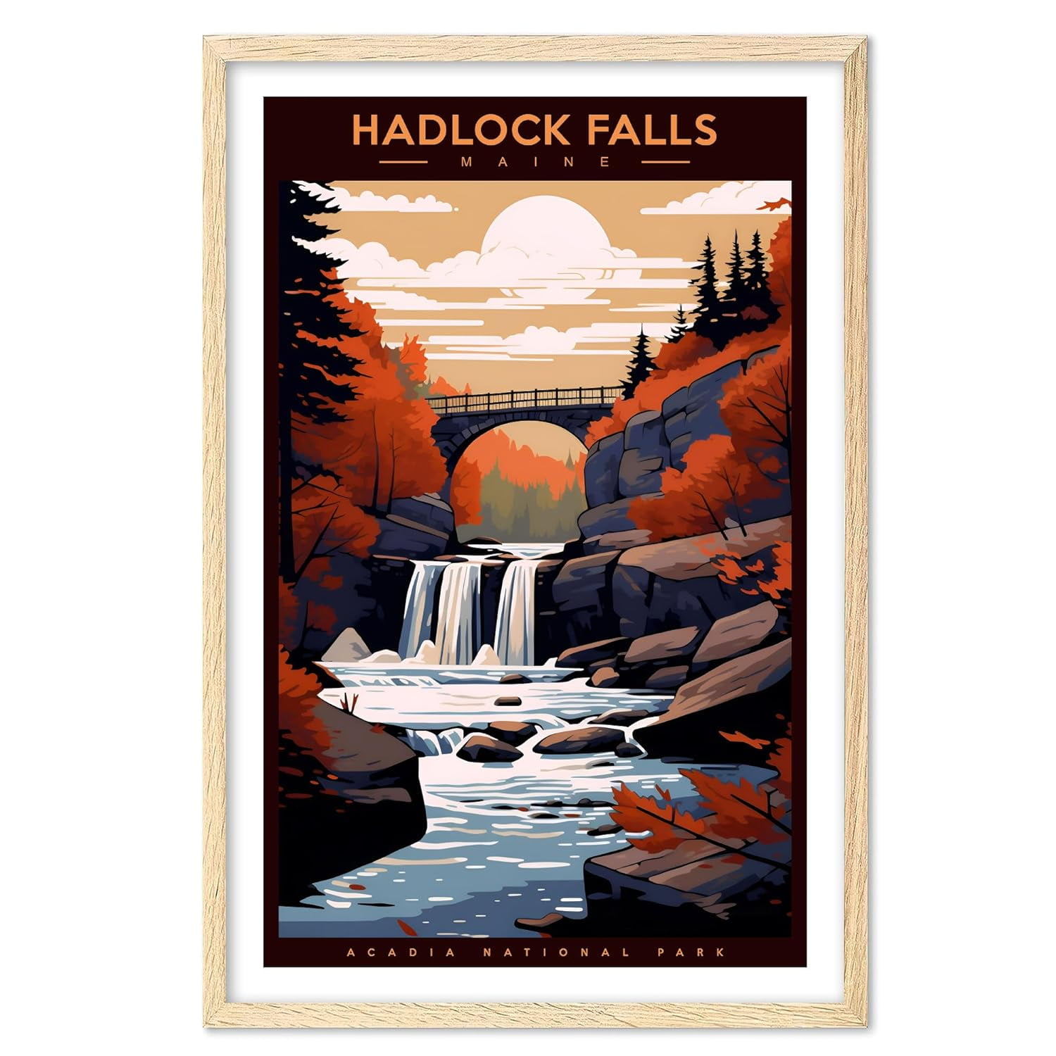 Eastern Print Hadlock Falls Poster, Acadia National Park Poster ...