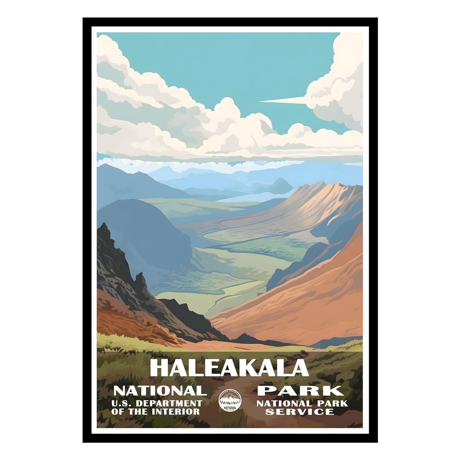 Eastern Print Haleakala National Park Painting, National Park Wall Art, Vintage Travel Poster ...