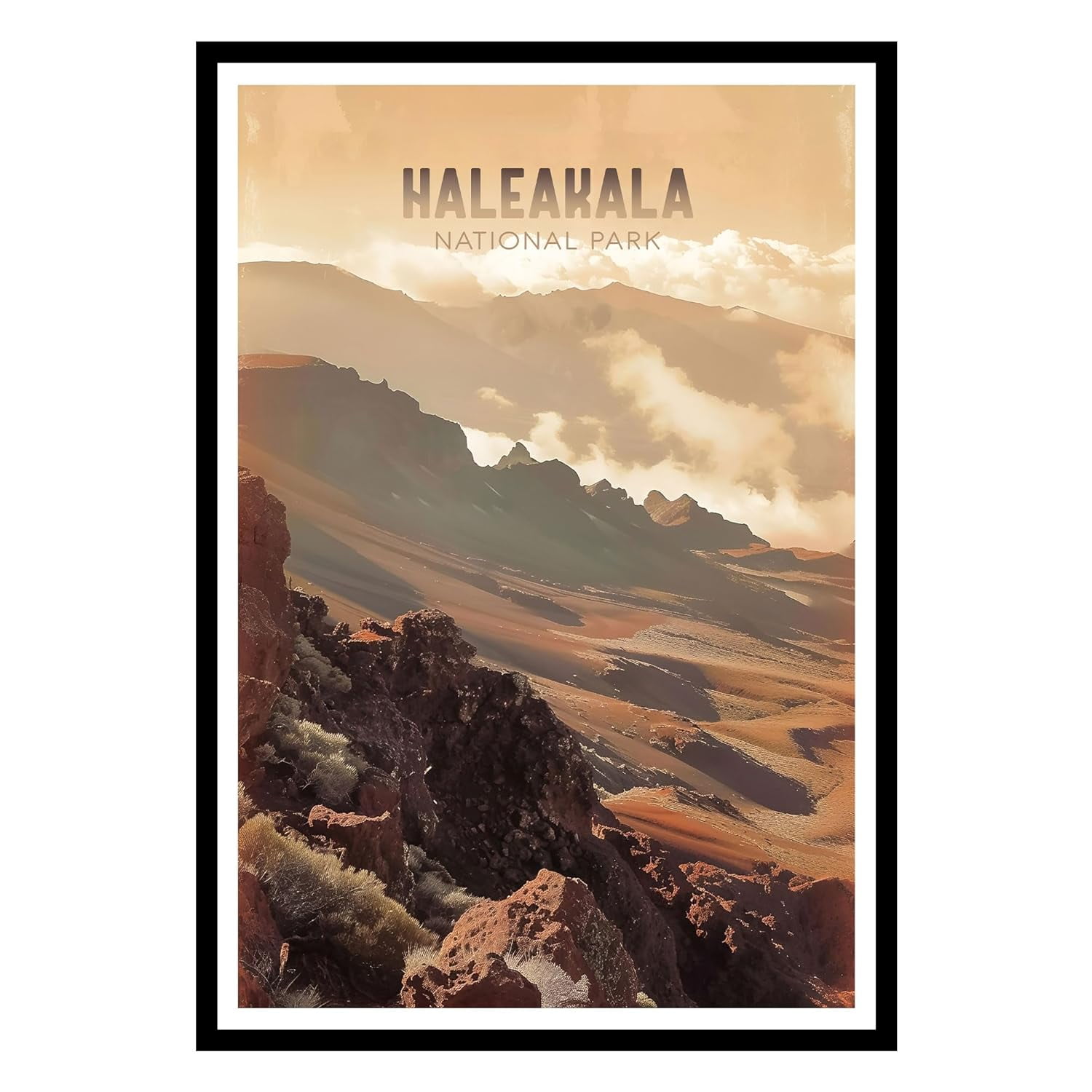 Eastern Print Haleakala National Park Painting, Haleakala National Park Wall Art, Vintage Travel ...