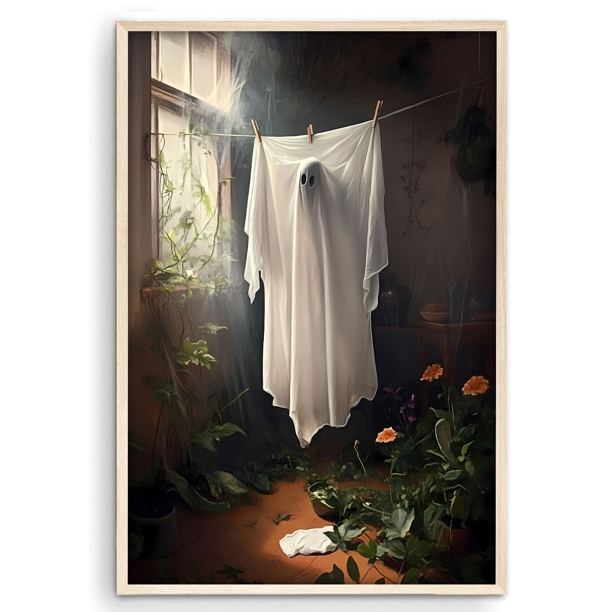Eastern Print Print Ghost Hanging On Clothesline Painting Poster ...