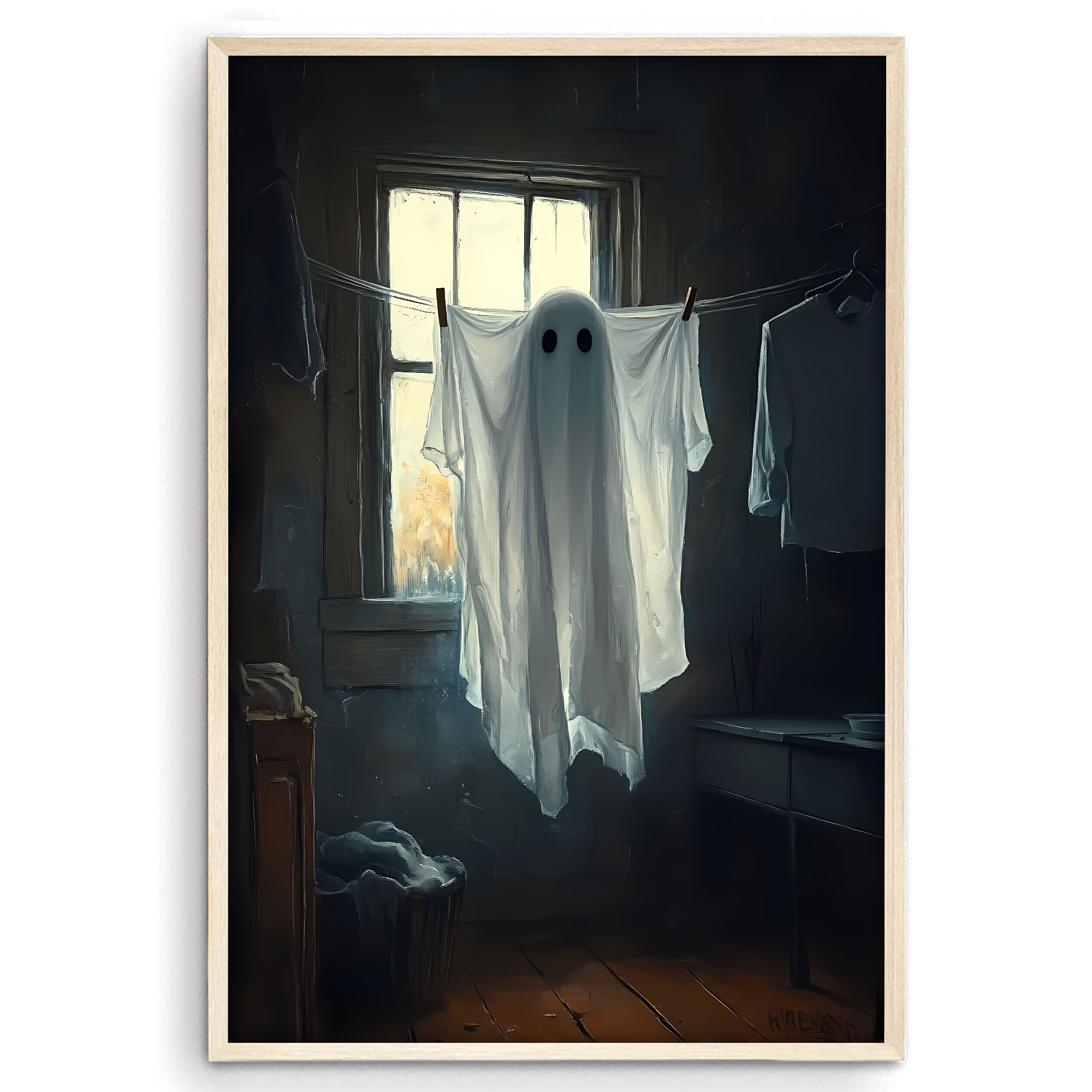 Eastern Print Print Ghost Hanging On A Clothesline Painting Poster ...