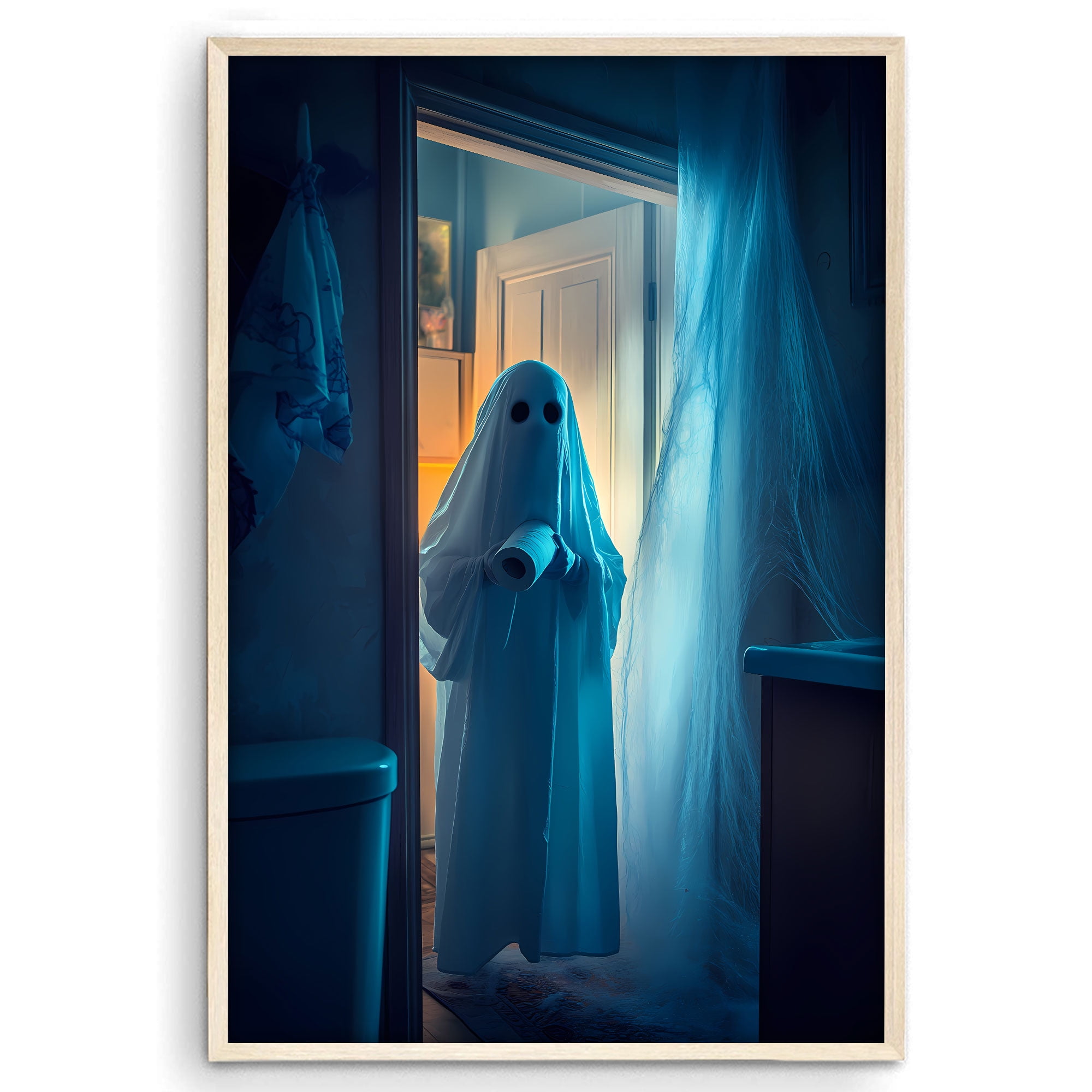 Eastern Print Print Ghost Holding Toilet Paper Painting Poster, Dark ...