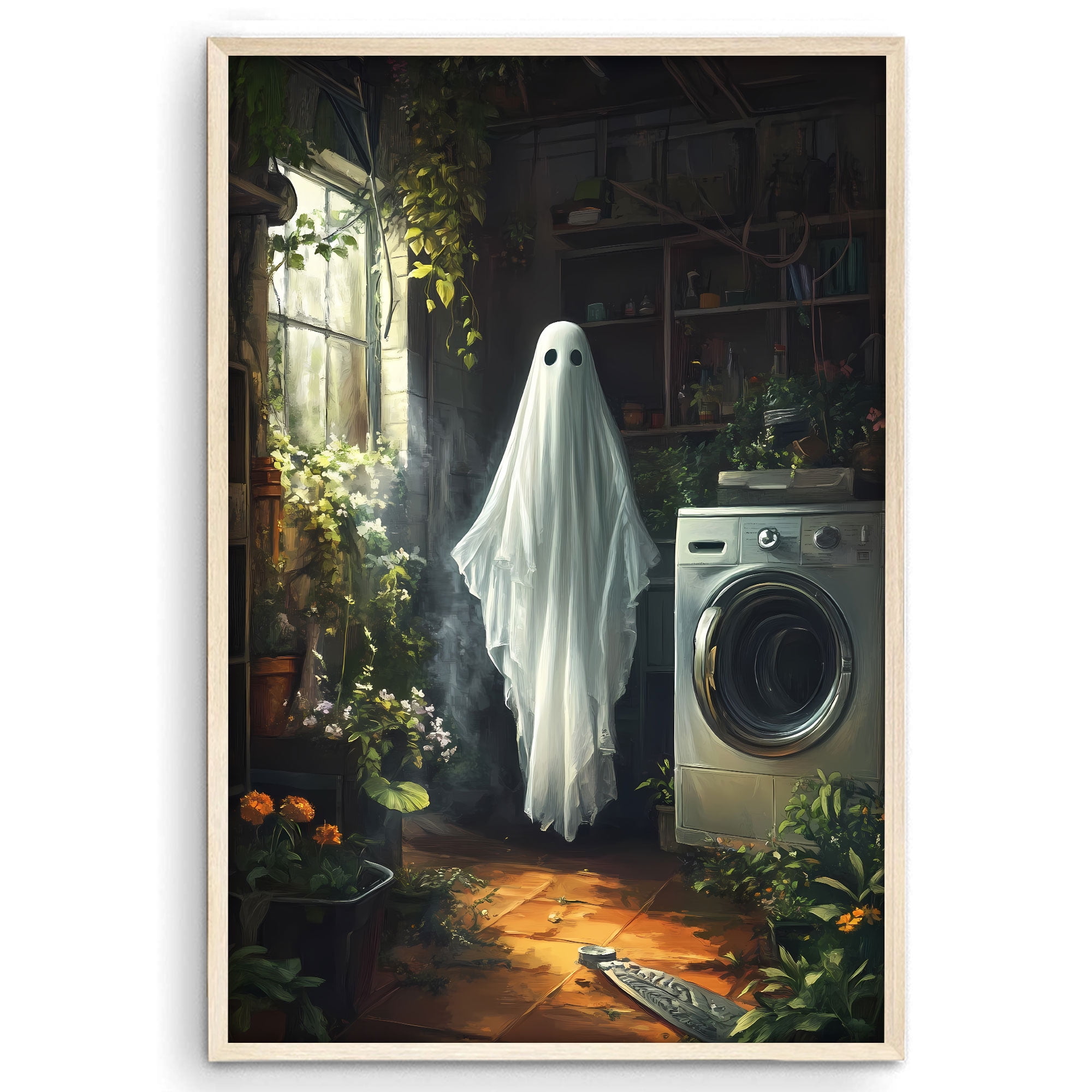 Eastern Print Print Ghost Stand Next To Washing Machine Painting Poster ...