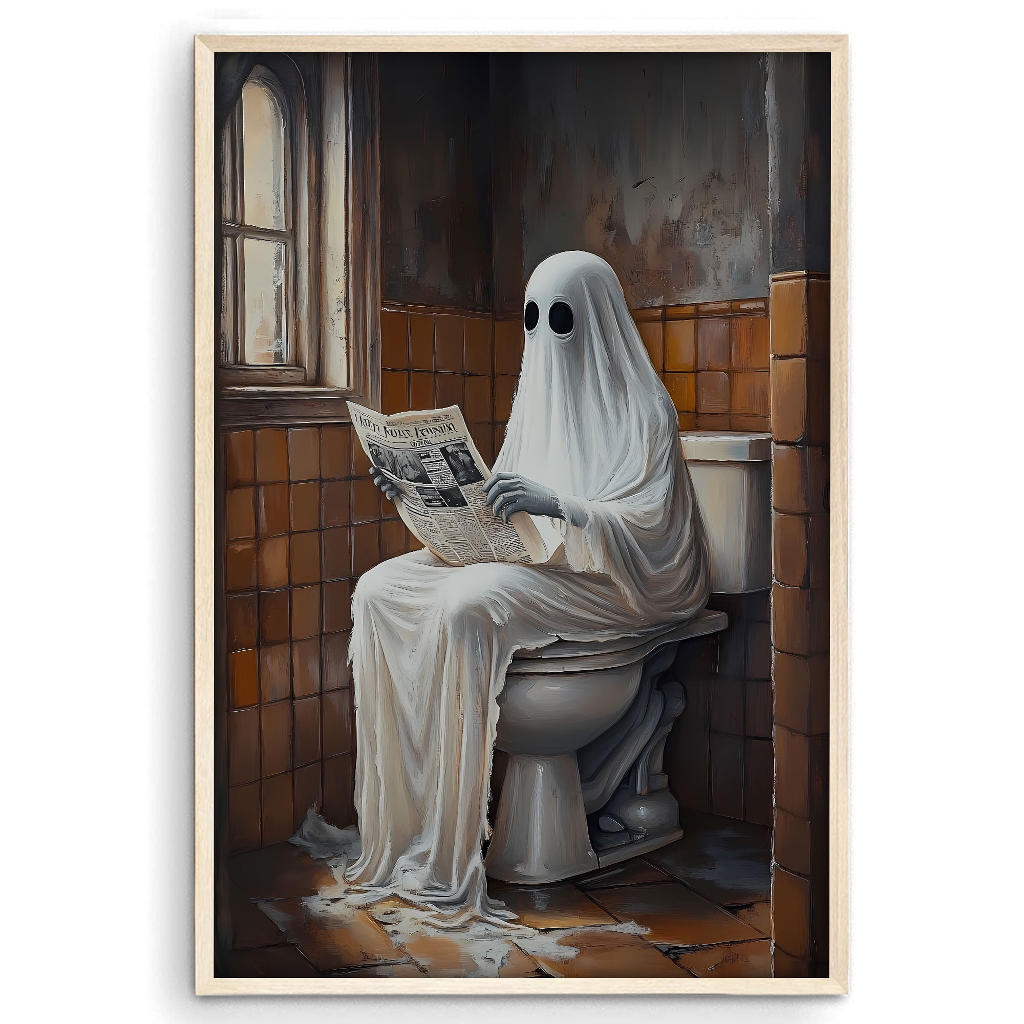 Eastern Print Print Horror Ghost Reading Book On Toilet Painting Poster ...