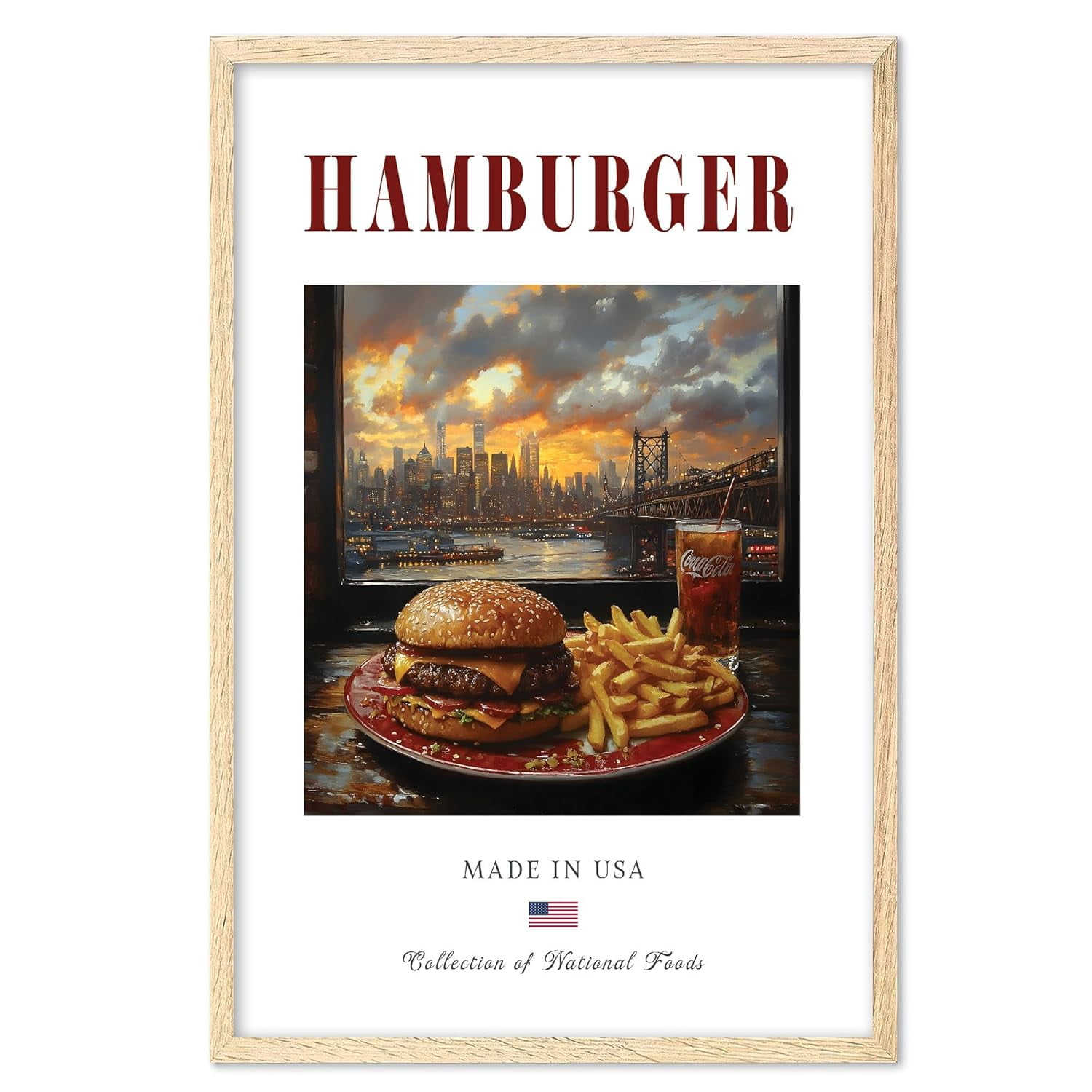 Eastern Print Hamburger Poster, Food Wall Art, USA Food Print, Modern ...