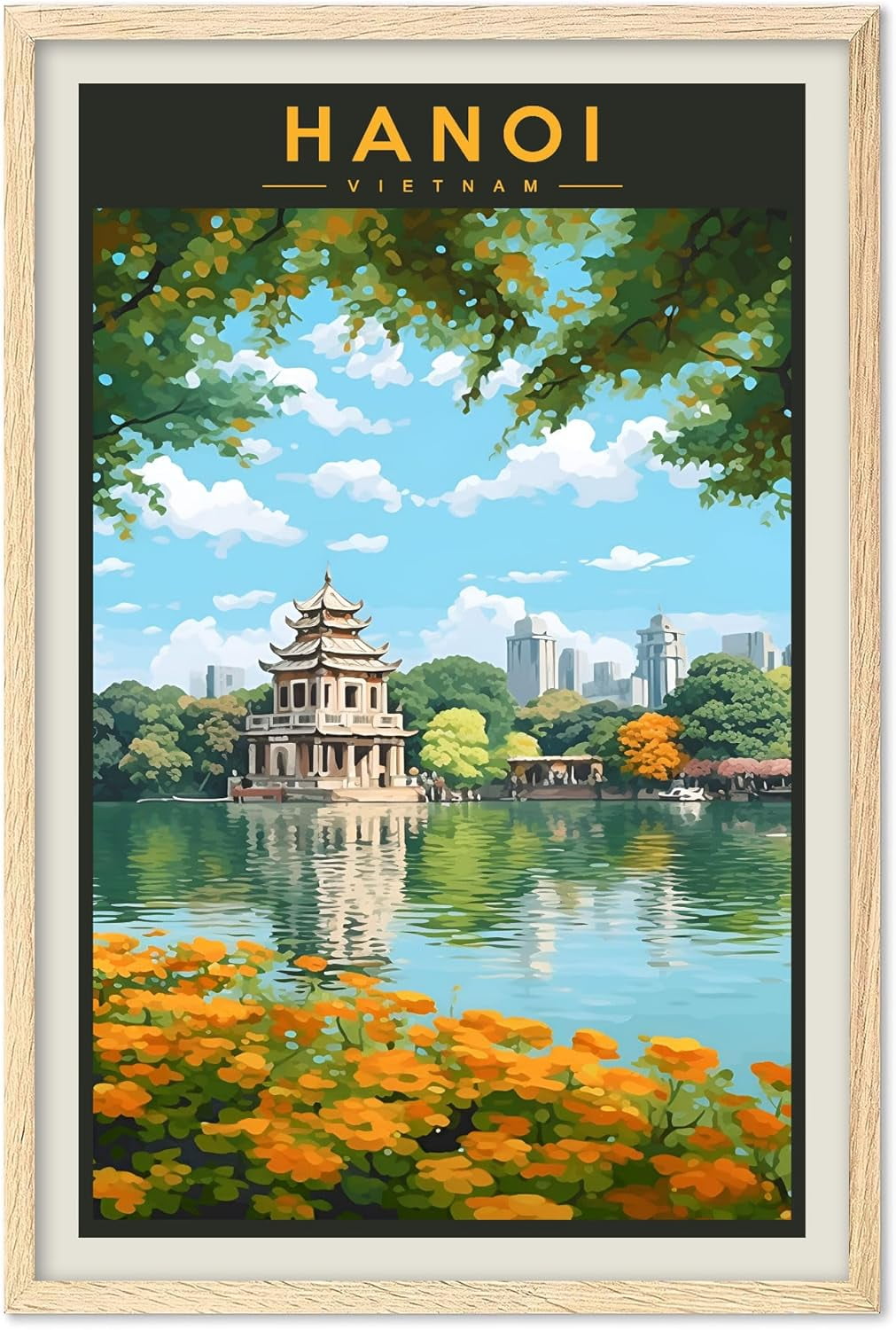 Eastern Print Hanoi Poster, Vietnam Poster, Vietnam Wall Art, Vintage ...