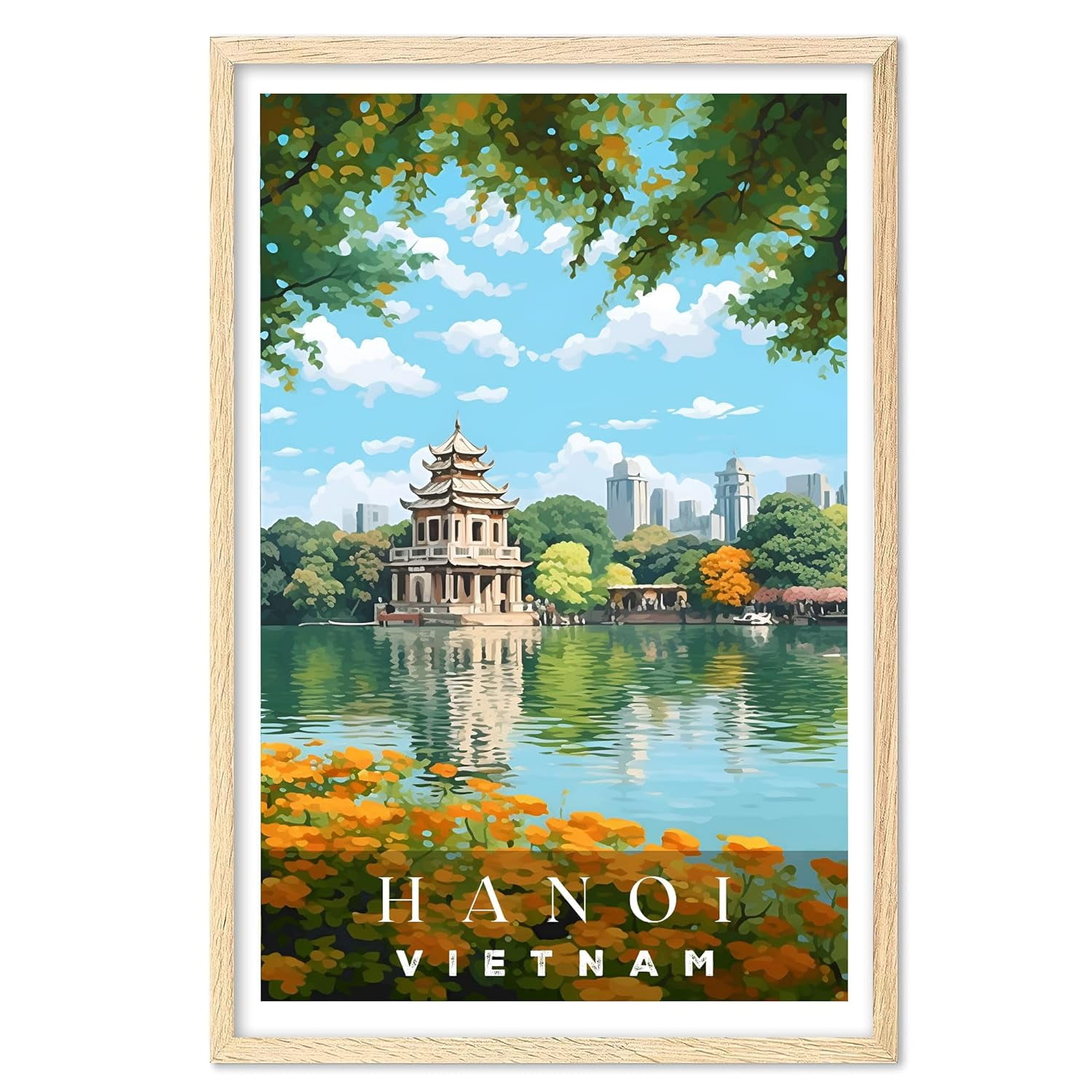Eastern Print Hanoi Poster, Vietnam Poster, Vietnam Wall Art, Vintage ...