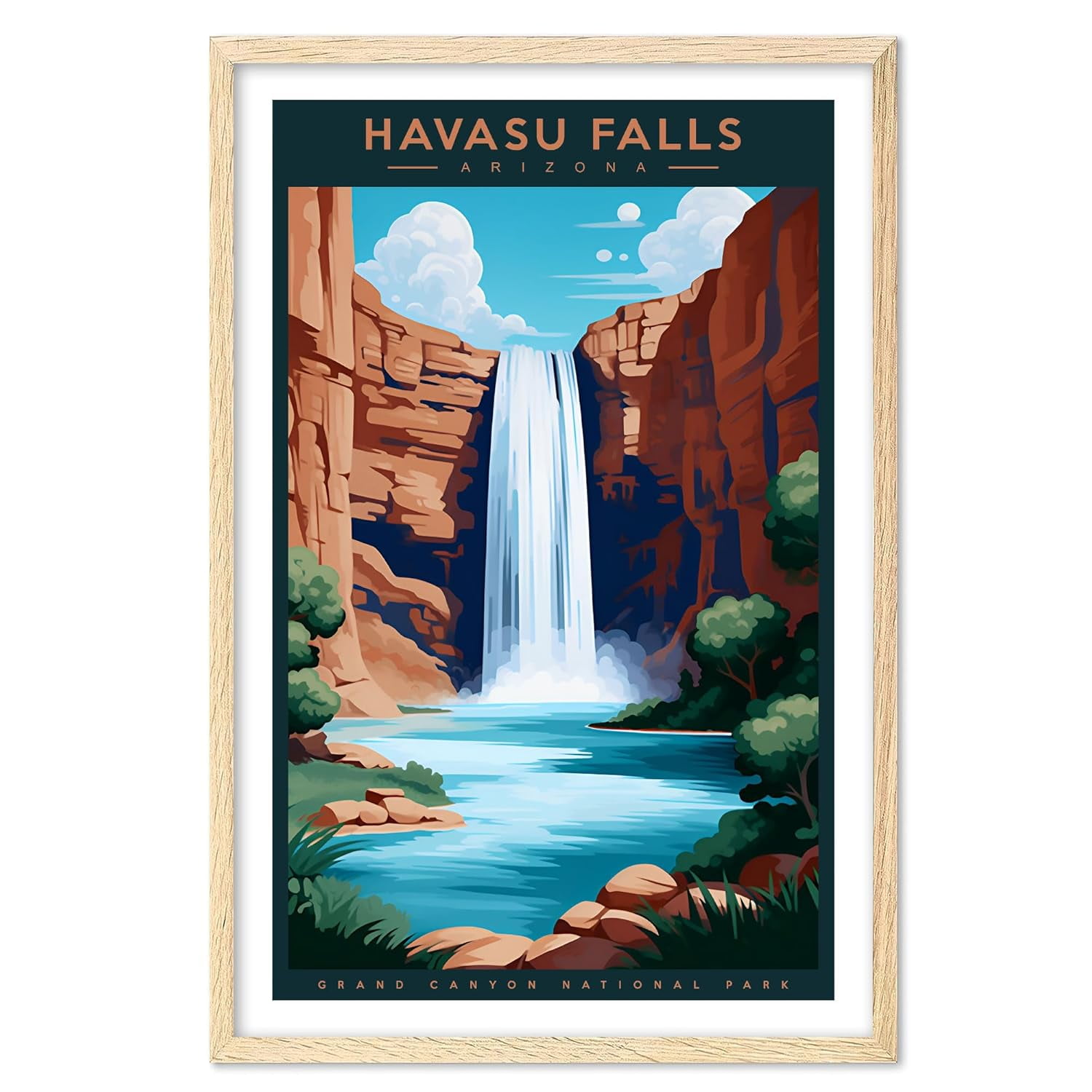 Eastern Print Havasu Falls Poster, Grand Canyon National Park Poster, Havasu Falls Wall Art ...