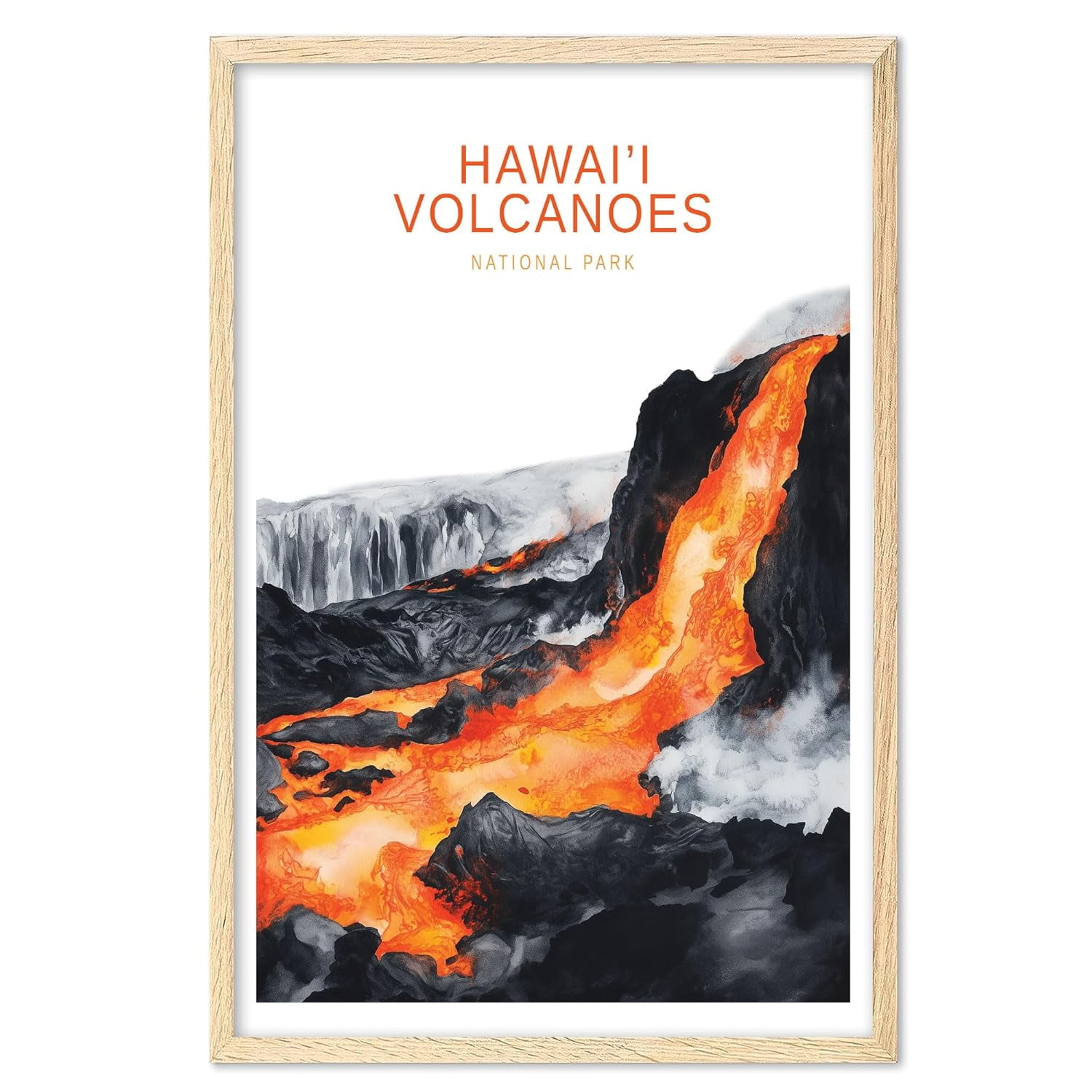 Eastern Print Hawai’i Volcanoes National Park Watercolor Art Print, National Park Poster, Wall ...