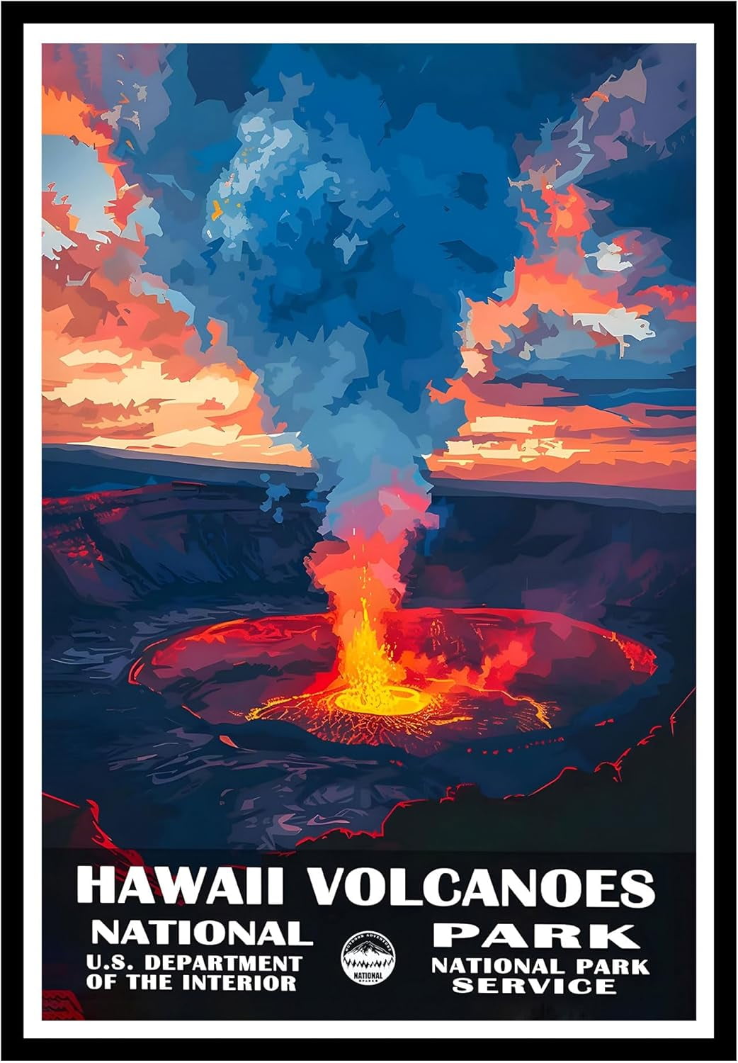Eastern Print Hawaii Volcanoes National Park, National Park Wall Art, National Parks Wall Poster ...