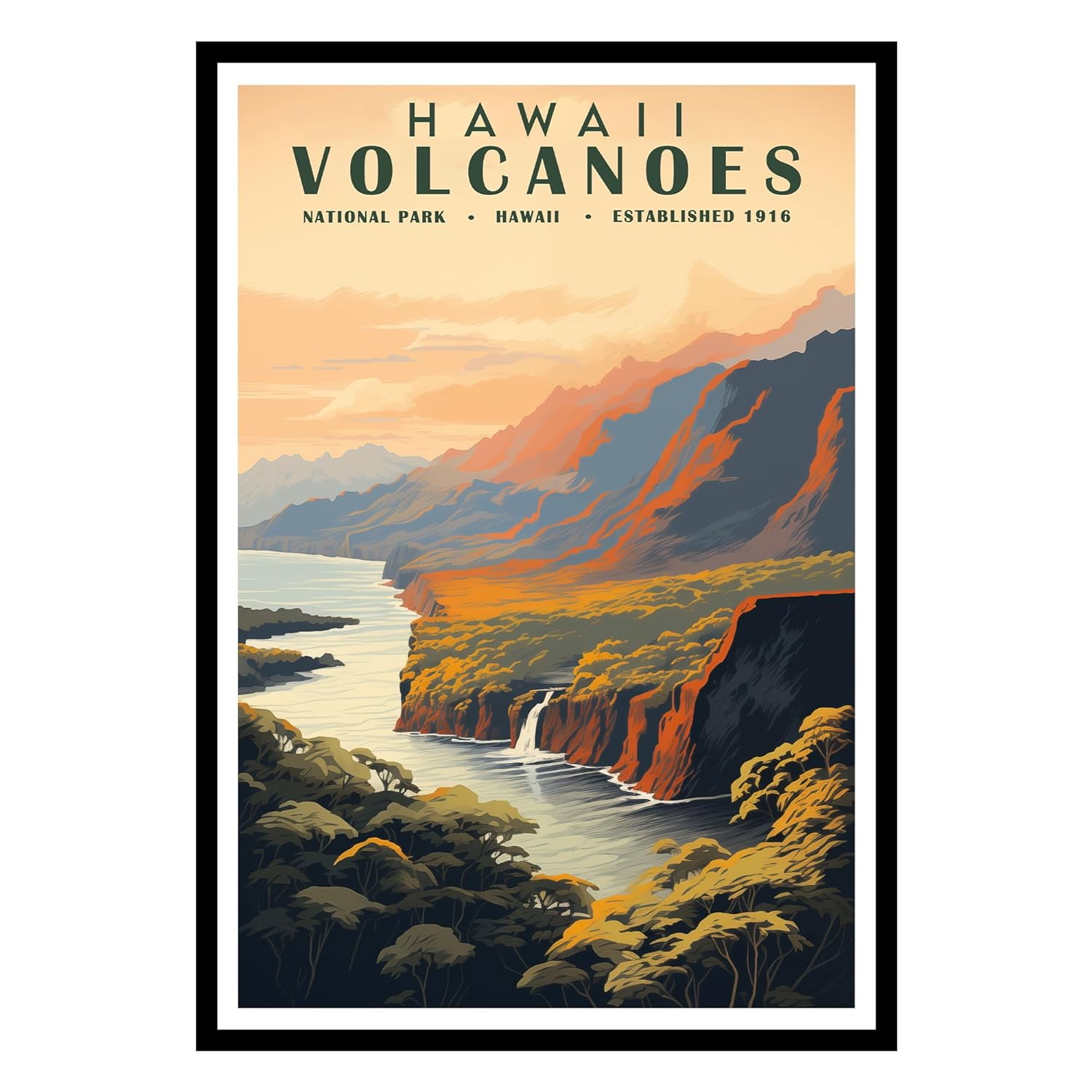 Eastern Print Hawaii Volcanoes National Park Poster, Hawaii Volcanoes National Park Wall Art ...