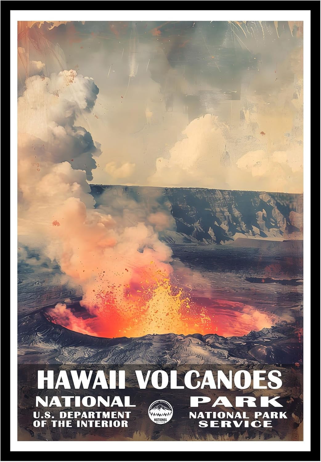 Eastern Print Hawaii Volcanoes National Park Poster, National Park Wall ...