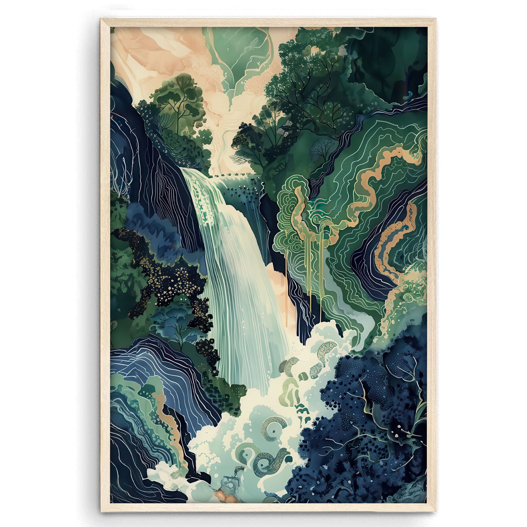 Eastern Print Hokusai Ukiyo-E Japanese Waterfall Wall Art, Landscape ...