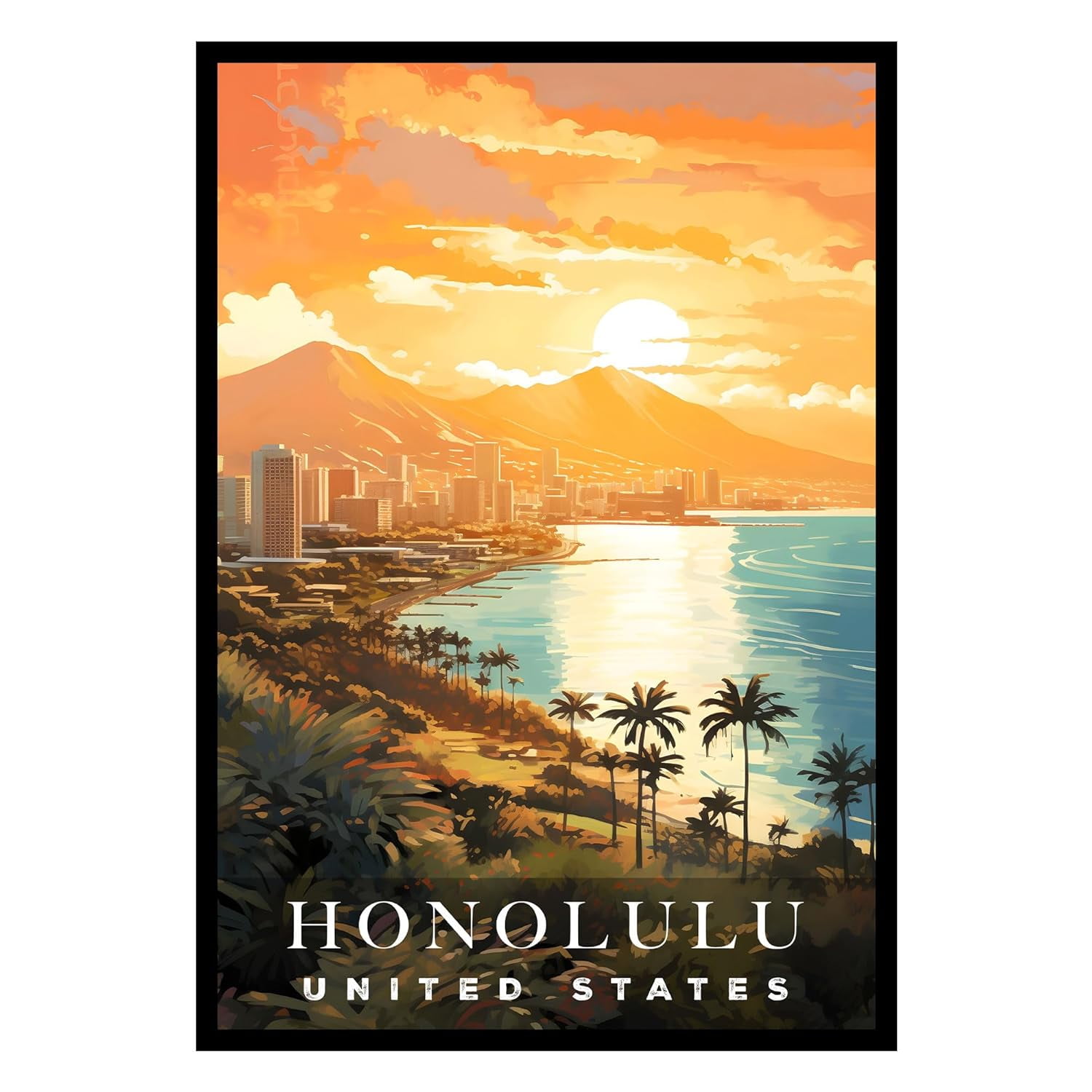 Eastern Print Honolulu Poster, United States Poster, Honolulu Wall Art ...