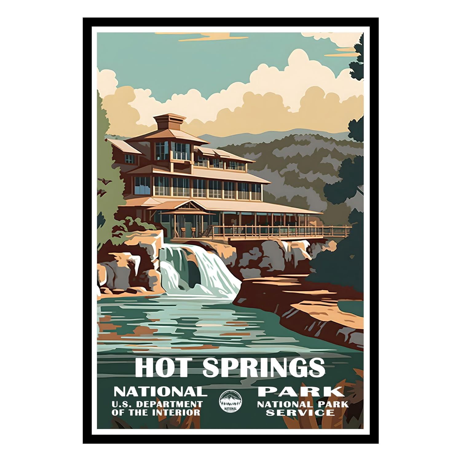 Eastern Print Hot Springs National Park Painting, National Park Wall ...
