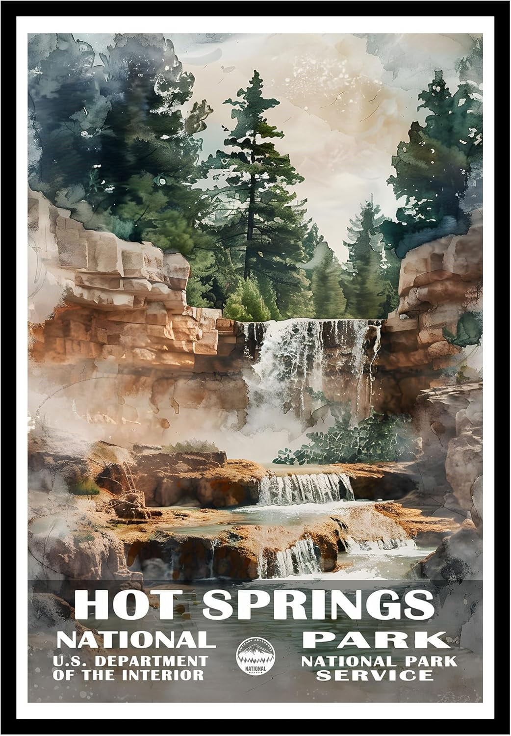 Eastern Print Hot Springs National Park Poster, National Park Wall Art ...