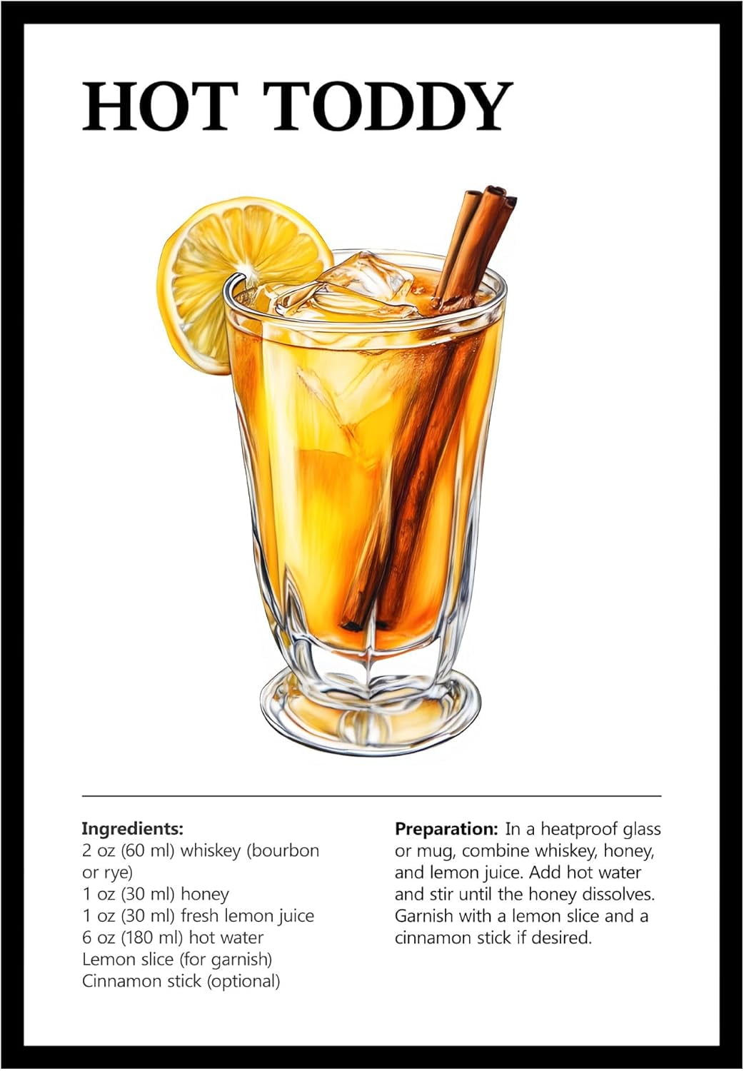 Eastern Print Hot Toddy Wall Art, Colorful Cocktail Wall Art, Bar ...
