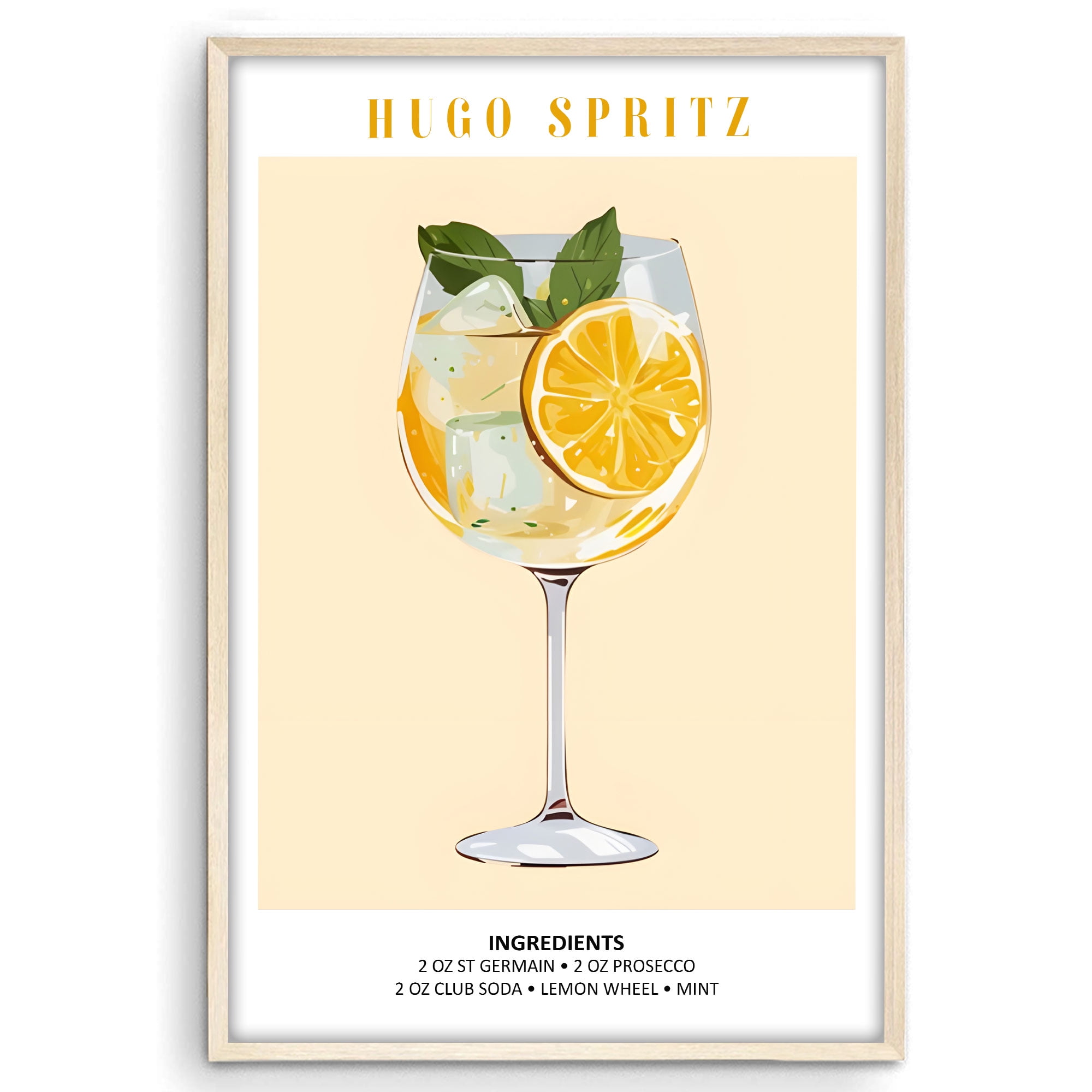Eastern Print Hugo Spritz Cocktail Poster Art, Bar Cart Liquor Poster ...