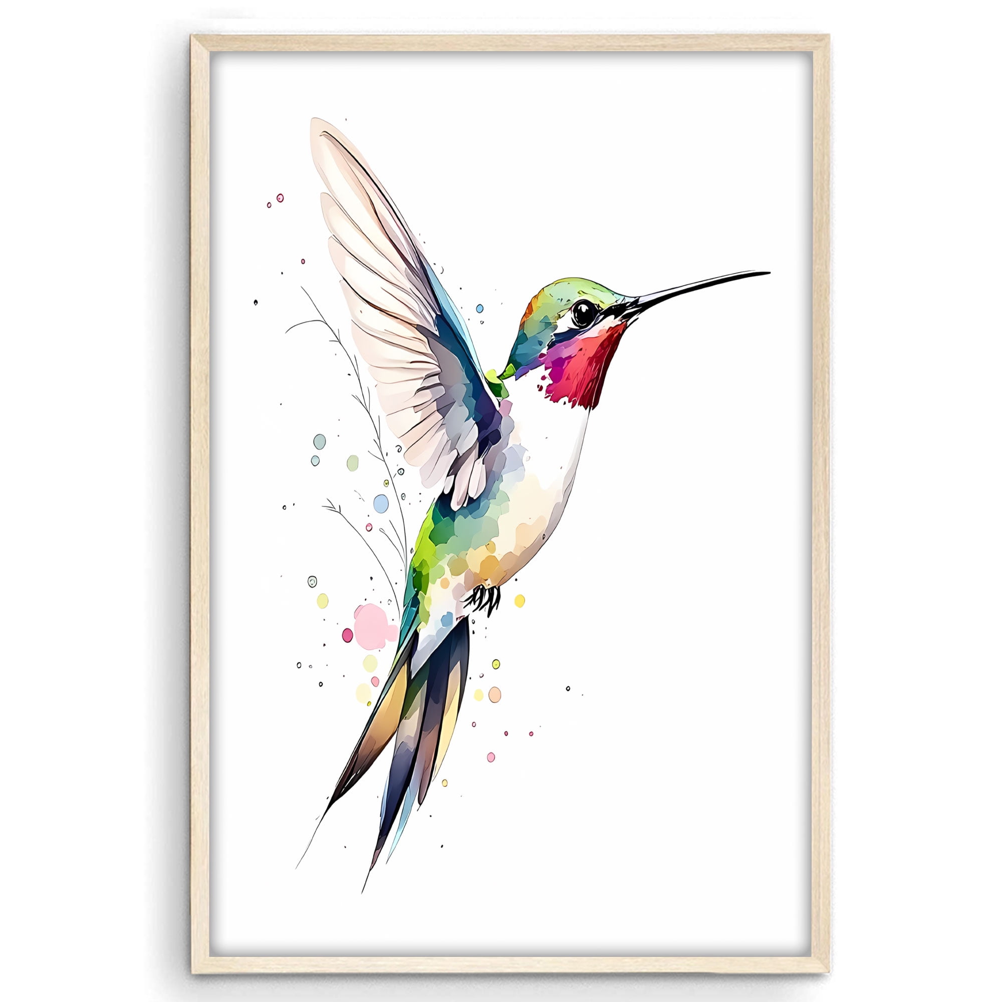 Eastern Print Hummingbird Art - Delicate Nature Wall Decor for Peaceful ...