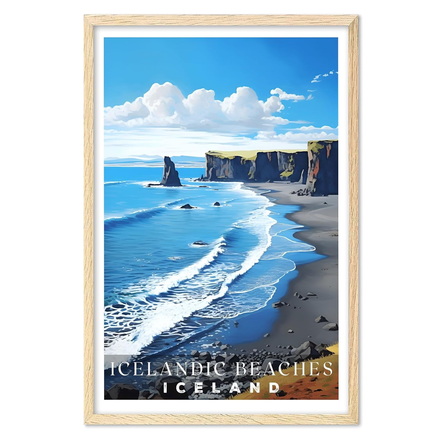Eastern Print Icelandic Beach Poster, Beautiful Beach Prints, Vintage Travel Posters, Travel ...