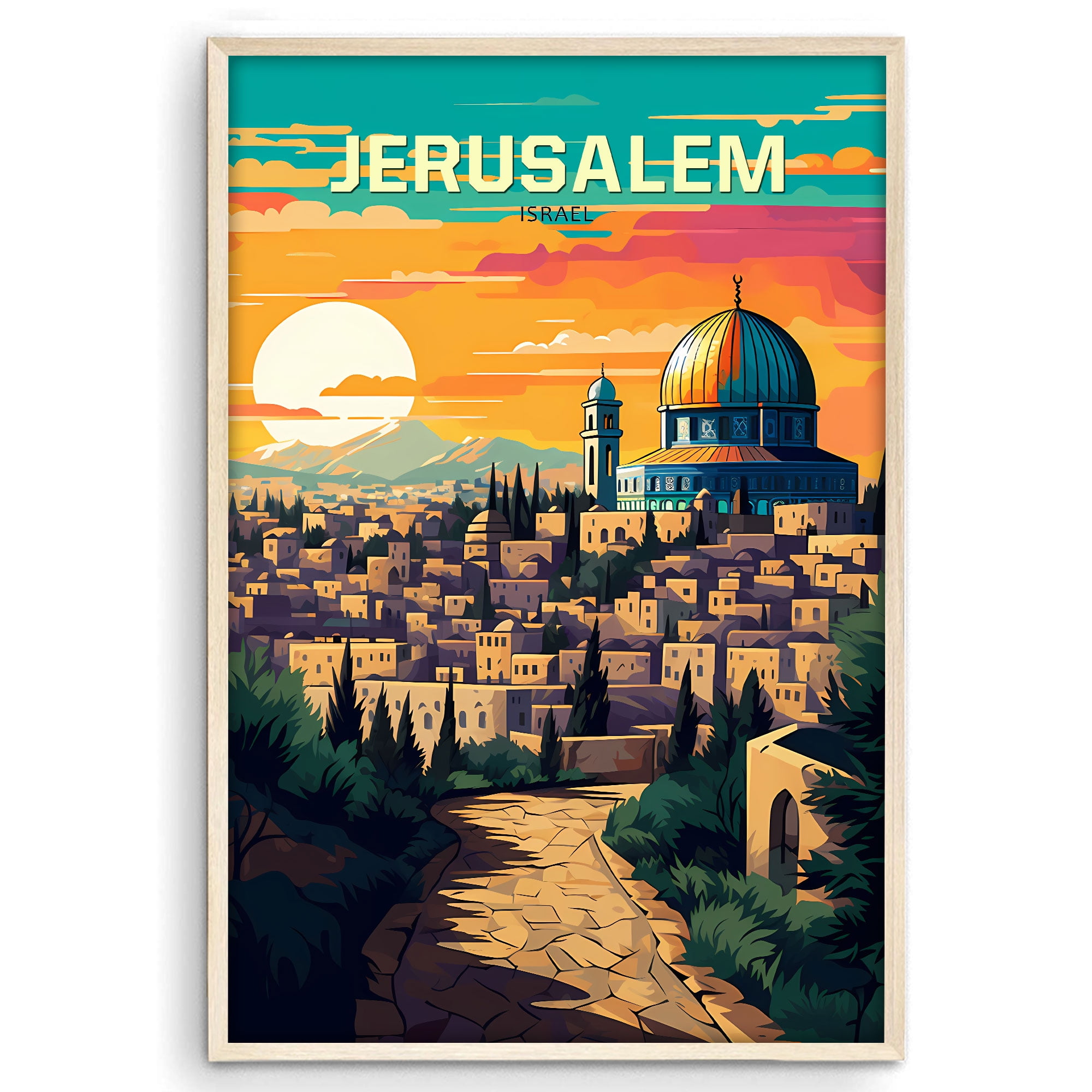 Eastern Print Jerusalem Poster, Travel Poster, City Prints Wall Decor ...