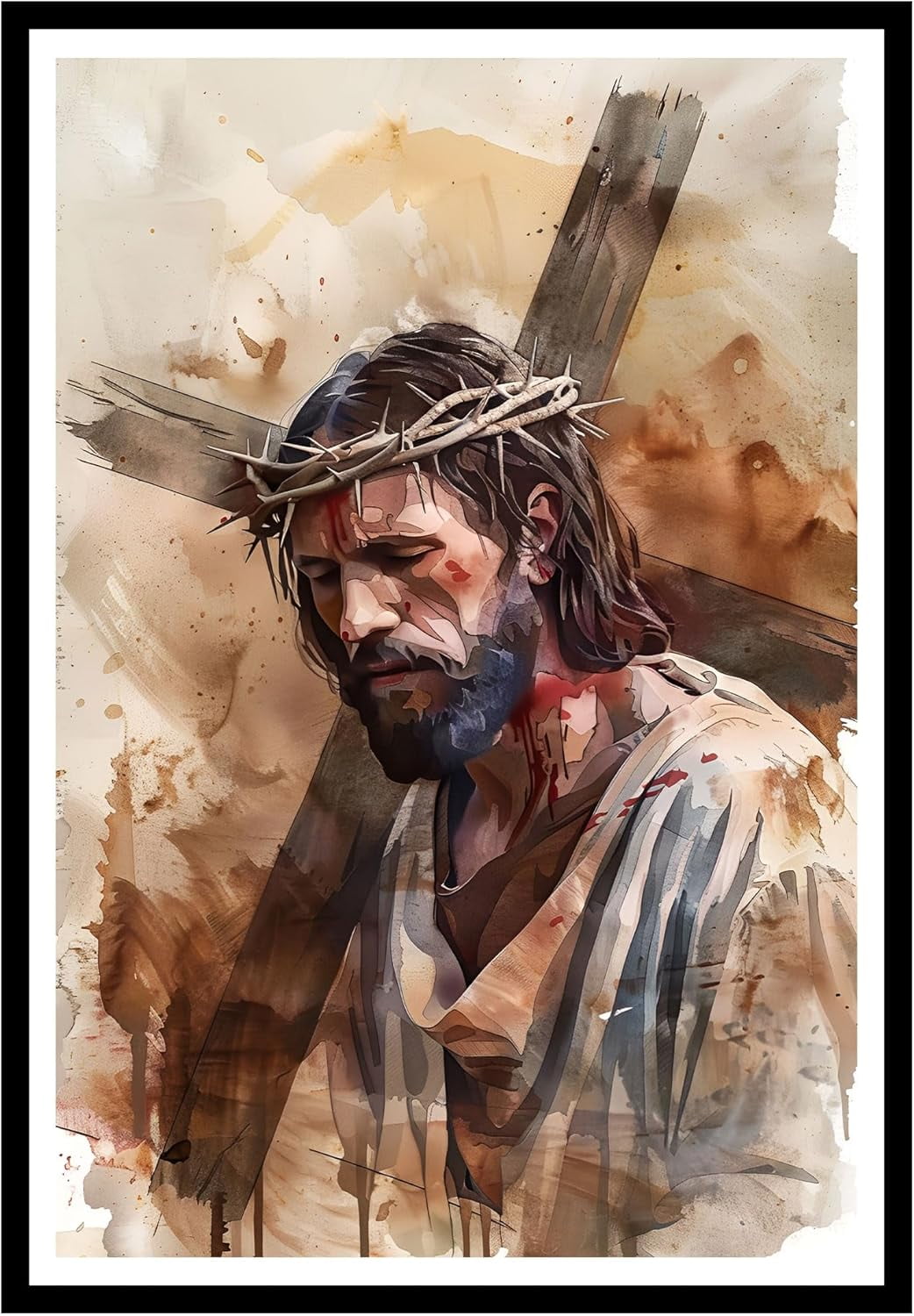Eastern Print Jesus And The Cross Christian Wall Art, Jesus Portrait ...