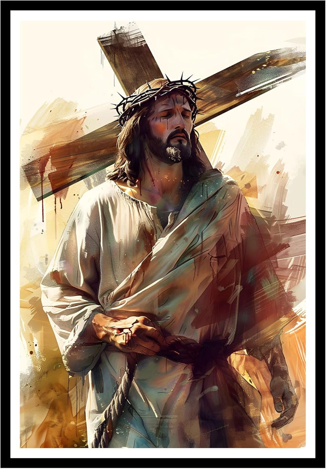 Eastern Print Jesus And The Cross Christian Wall Art, Jesus Portrait ...