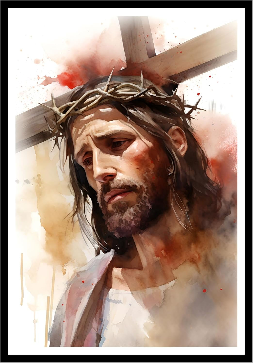 Eastern Print Jesus And The Cross Christian Wall Art, Jesus Portrait ...