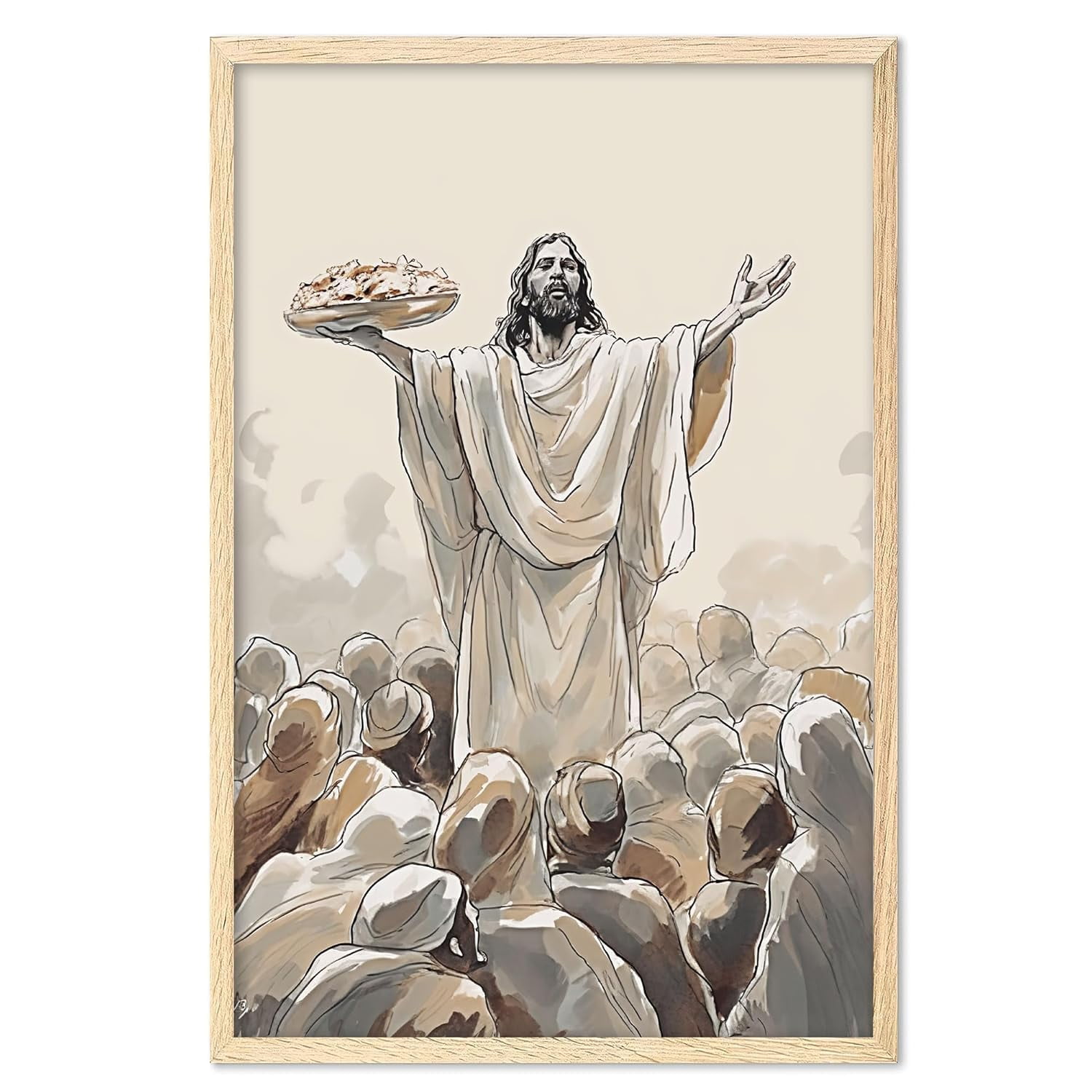 Eastern Print Jesus Feeds the 5000, 5 Loaves of Bread and 2 Fish ...
