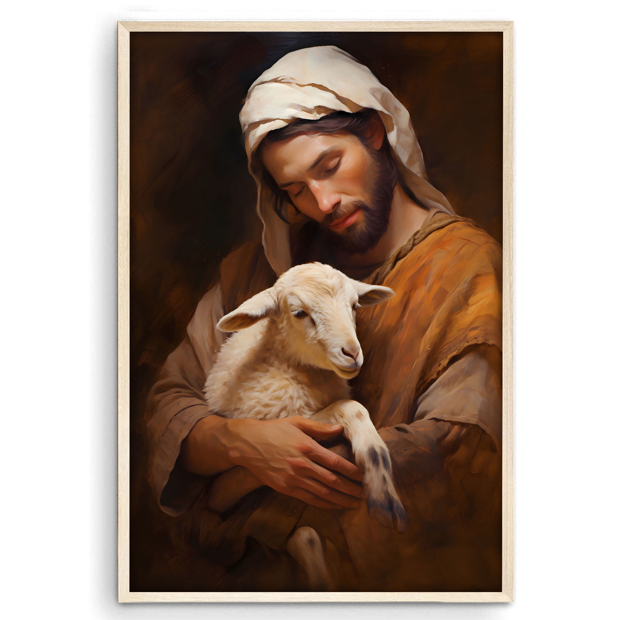Eastern Print, Jesus Hugs Sheep Poster, Parable Of The Lost Sheep ...