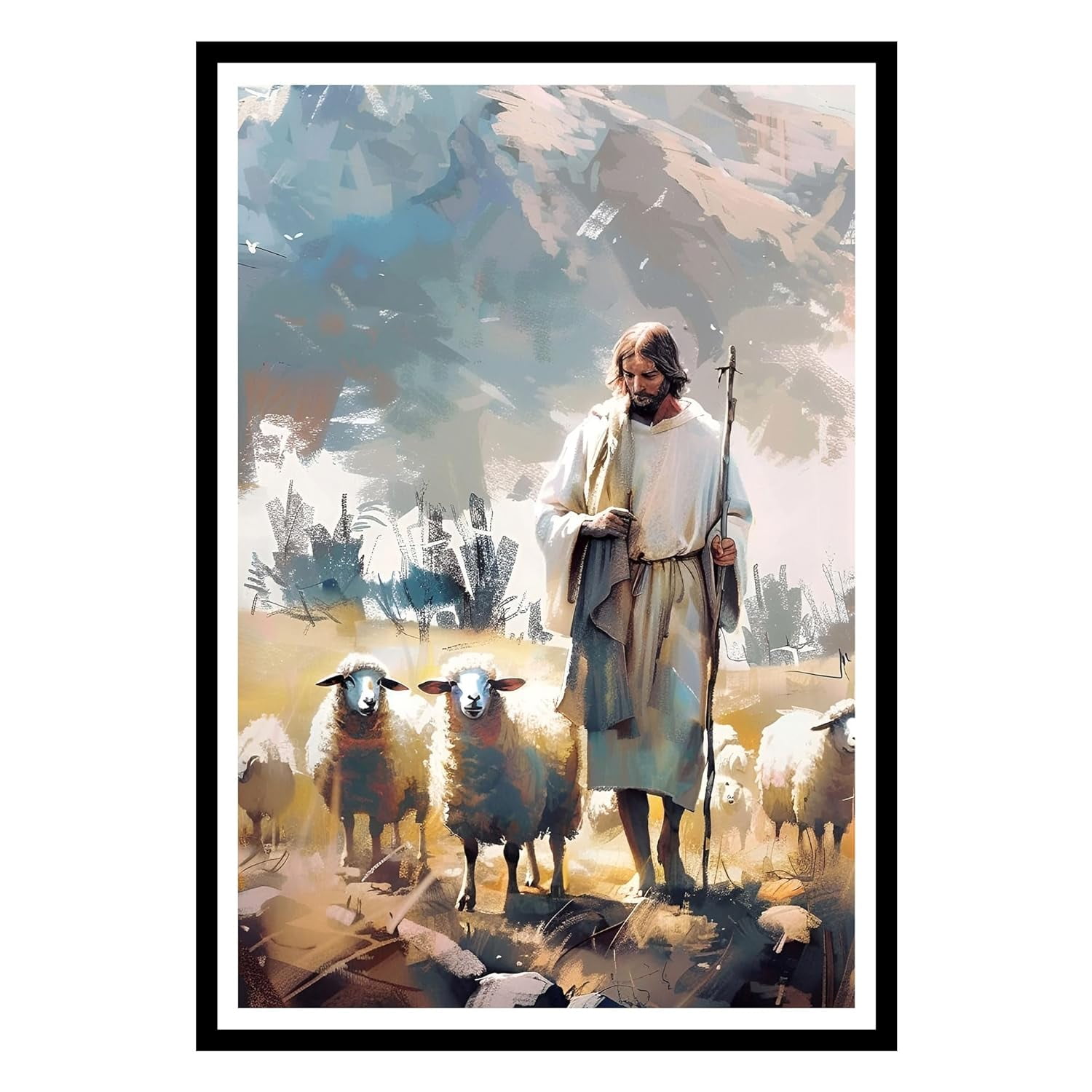 Eastern Print Jesus and Lamb, Jesus Paintings For Wall, The Good ...