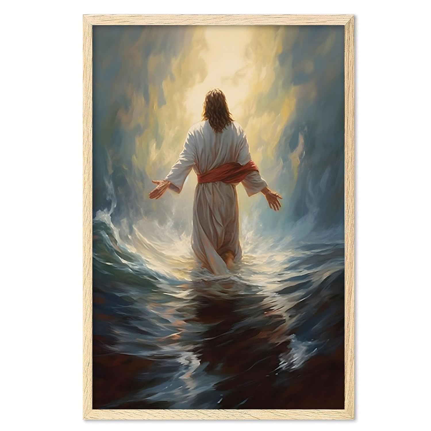 Eastern Print Jesus Walking On Water, Jesus Poster, Painting Jesus ...