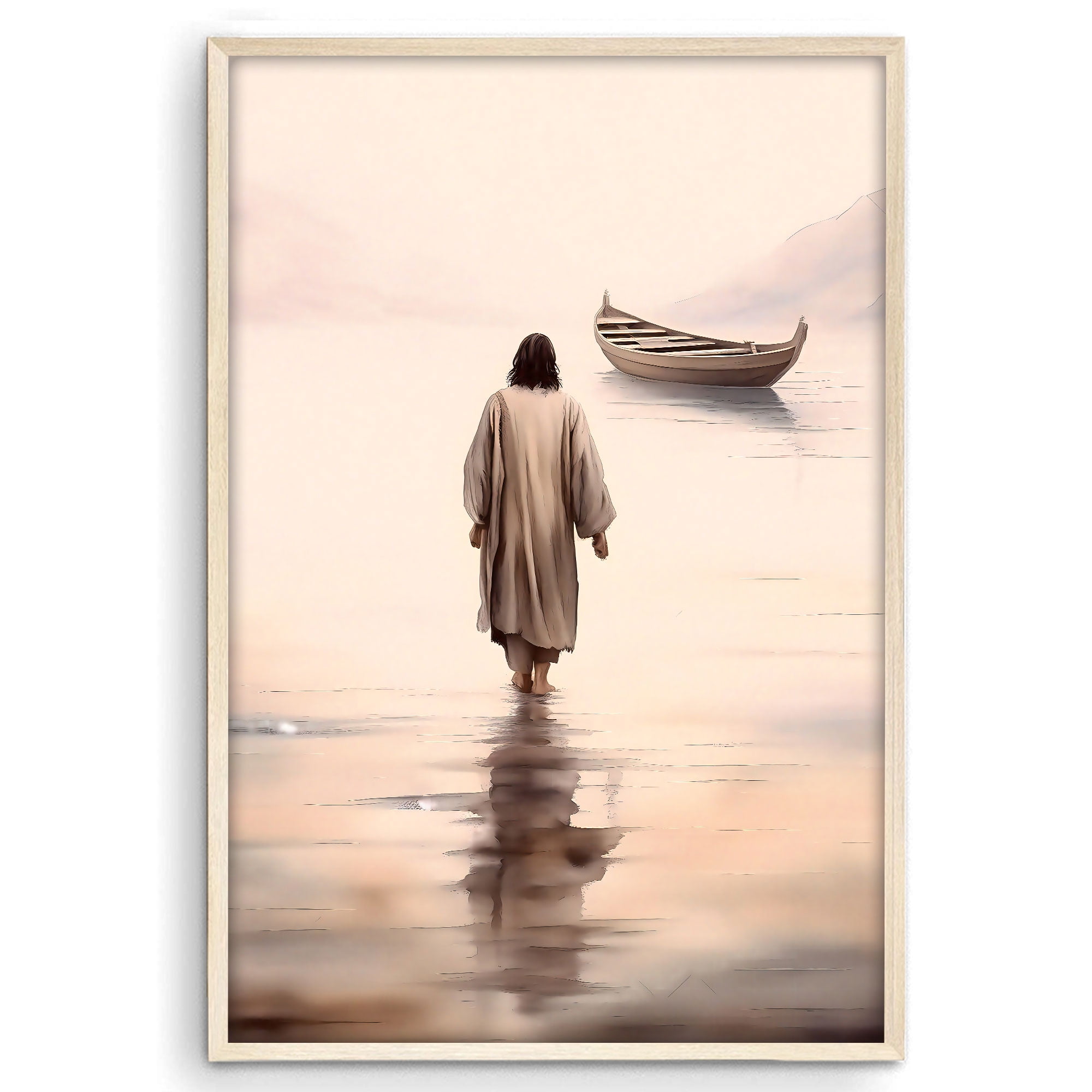 Eastern Print, Jesus Walking On Water Poster, Jesus Watercolor Art ...