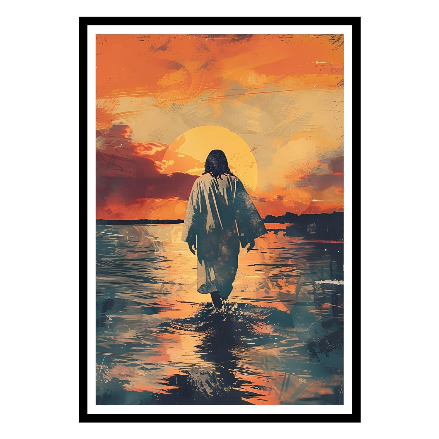 Eastern Print Jesus Walking On Water Wall Art, Jesus Paintings For Wall ...