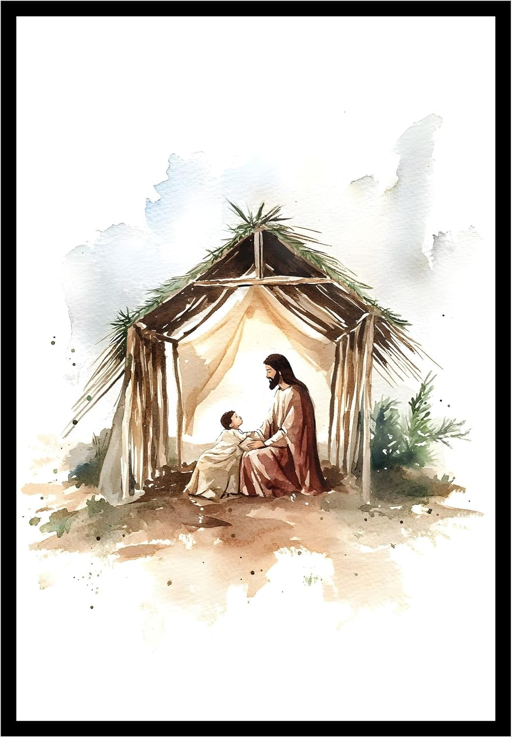 Eastern Print Joseph Holding Baby Jesus, Nativity Scene Birth Of Jesus ...