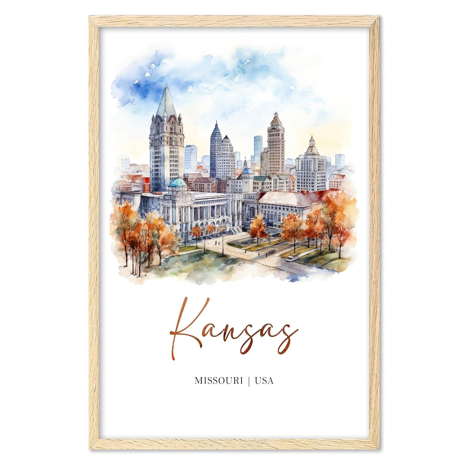 Eastern Print Kansas Poster Art Print, States Landscape Wall Art Decor ...