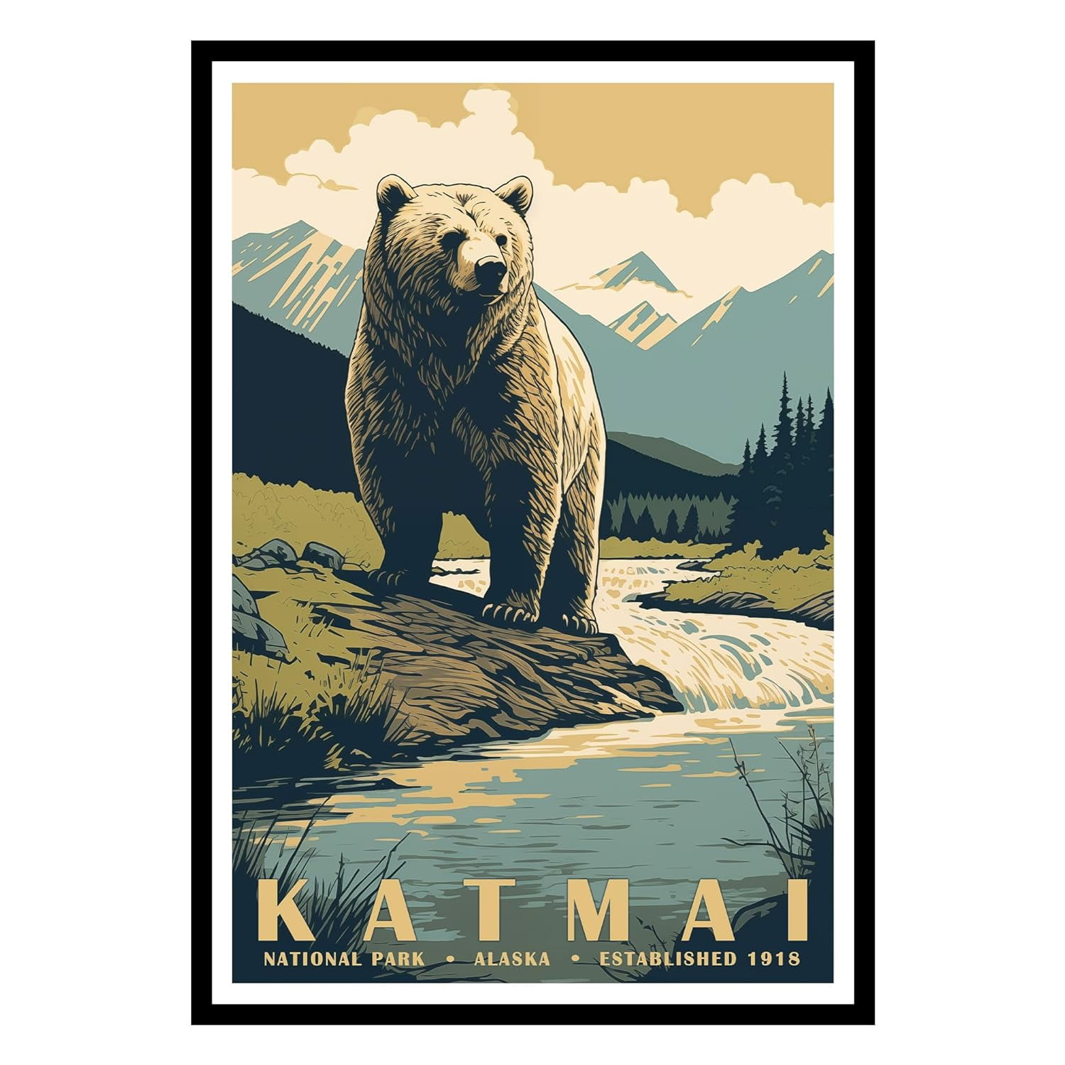 Eastern Print Katmai National Park Poster, Katmai National Park Wall ...