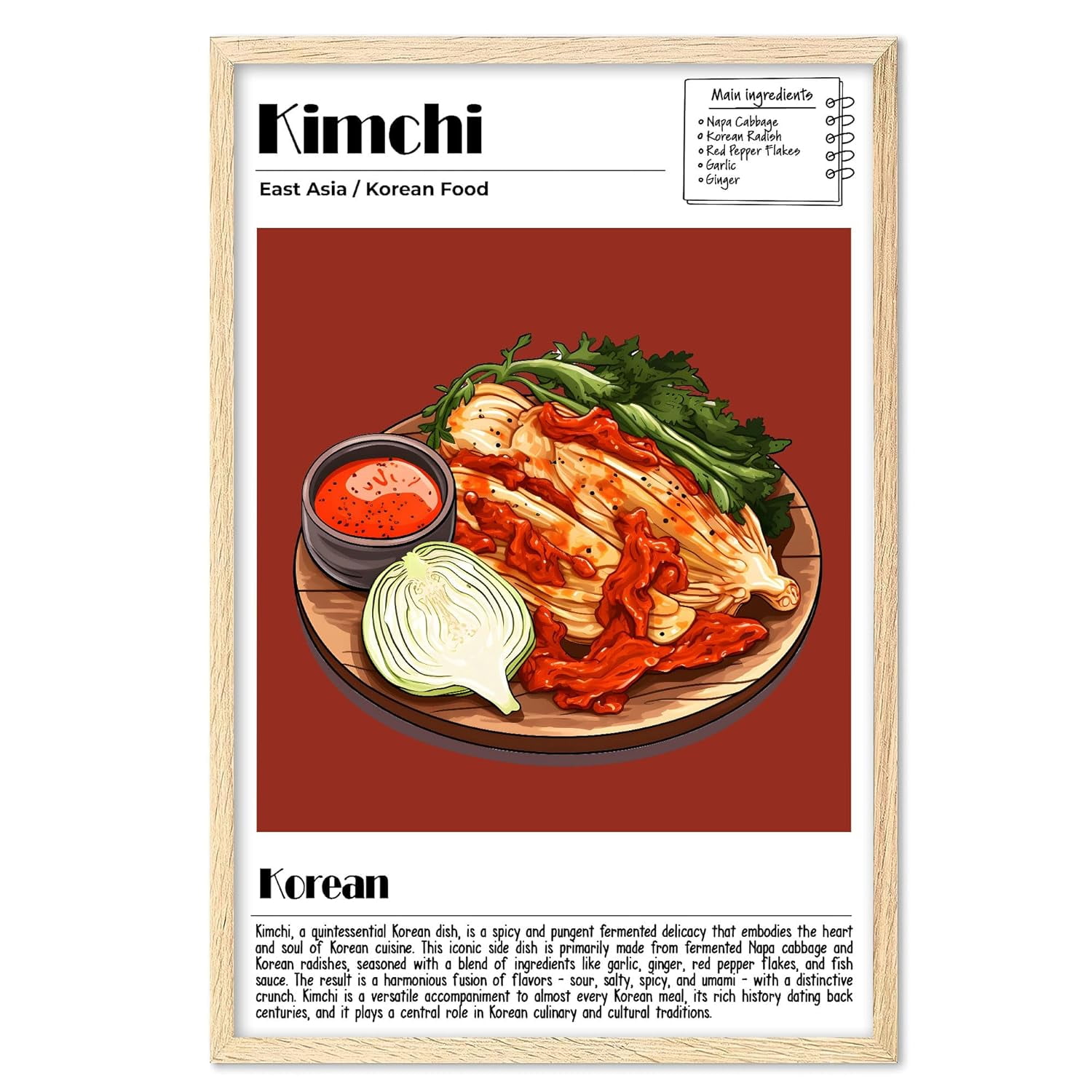 Eastern Print Kimchi Poster, Food Wall Art, Korean Food Print, Modern ...