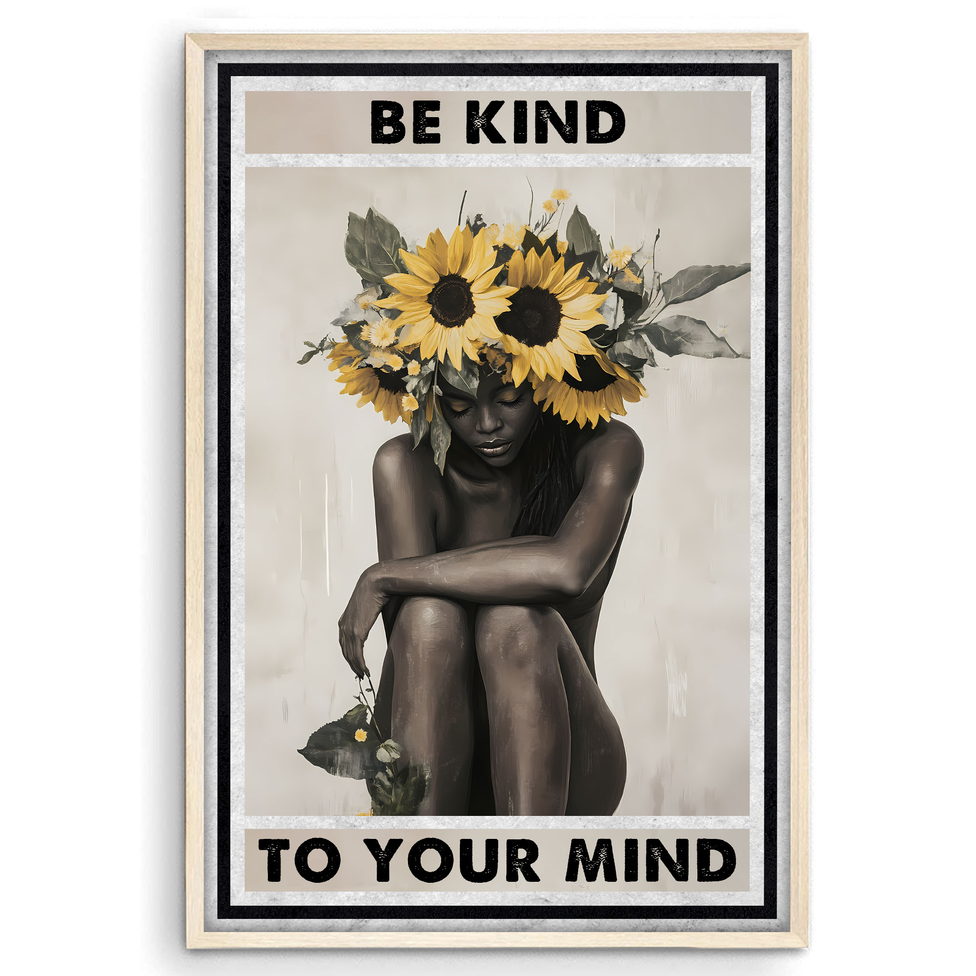 Eastern Print Be Kind To Your Mind Art, Sunflowers Head Poster, Vintage Inspirational Prints ...