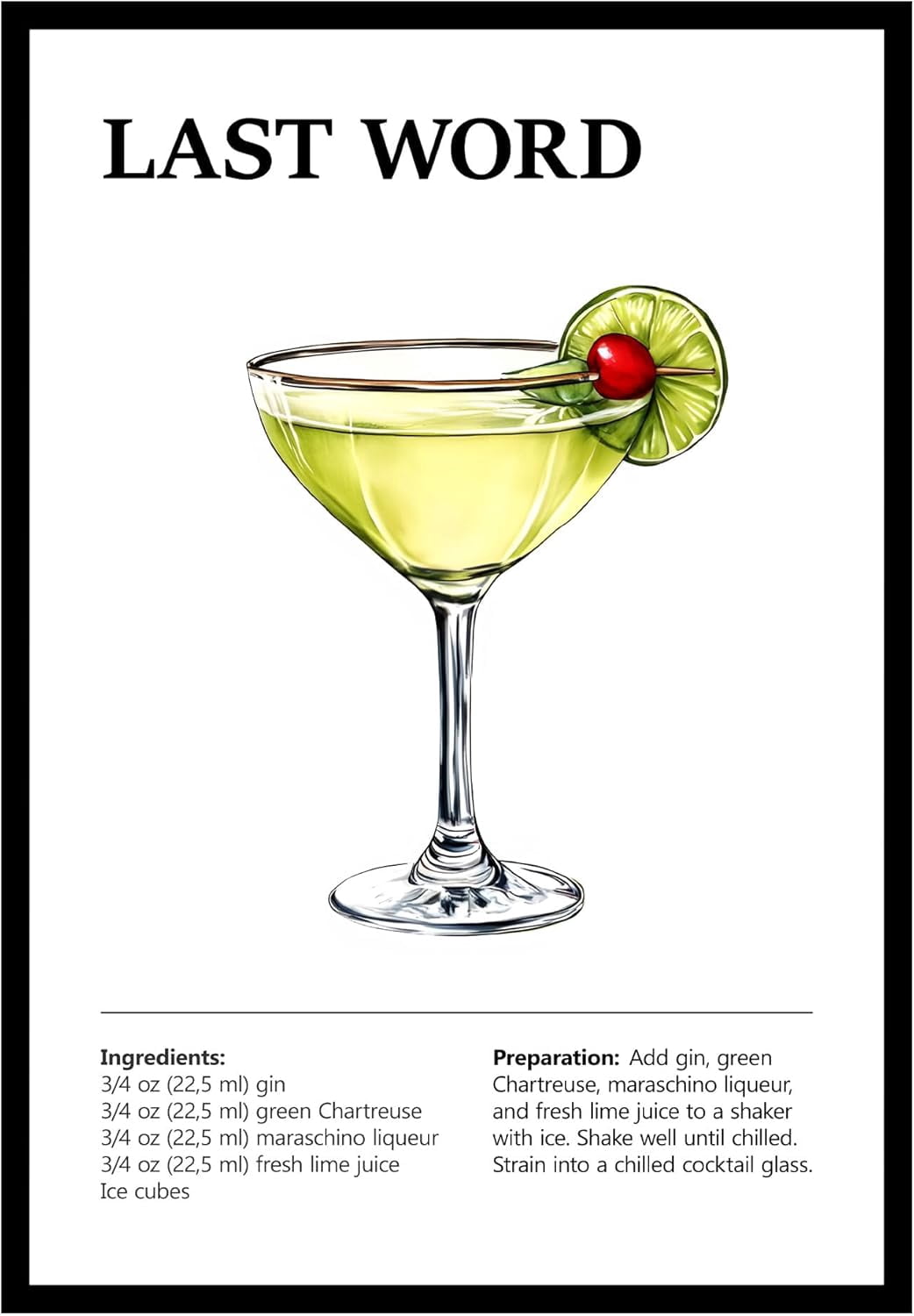 Eastern Print Last Word Wall Art, Colorful Cocktail Wall Art, Bar ...
