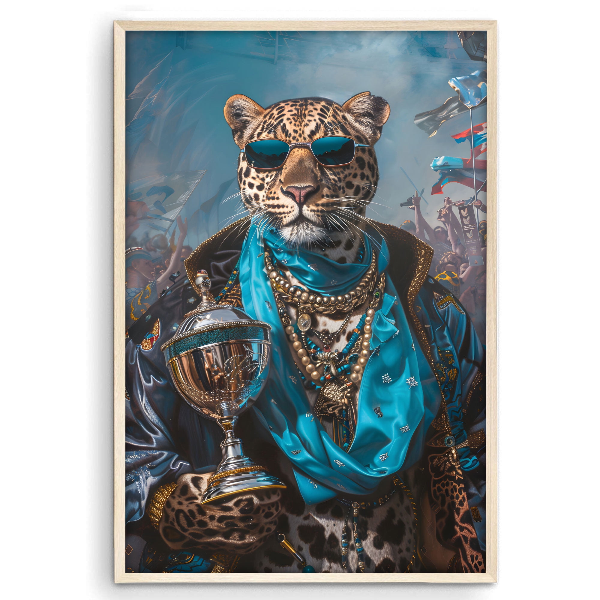 Eastern Print Leopard Athlete Vintage Portrait Painting Poster Art ...