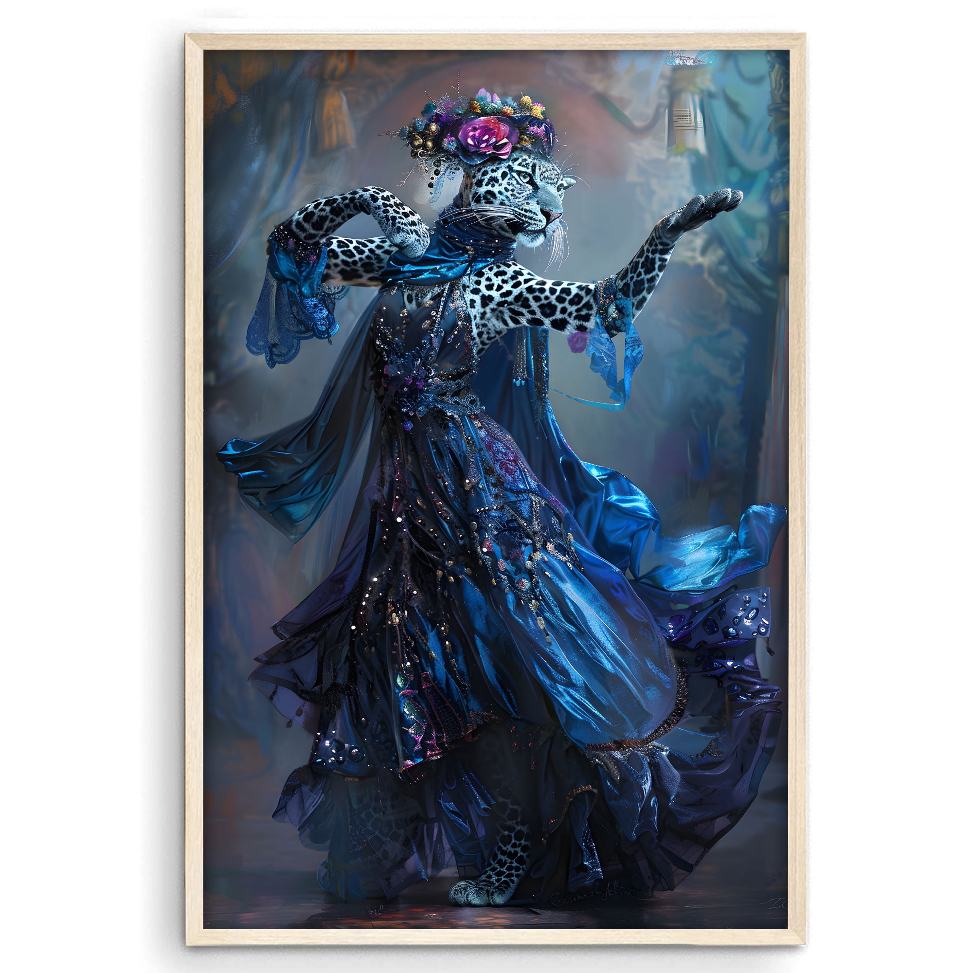 Eastern Print Leopard Dancer Vintage Portrait Painting Poster Art ...