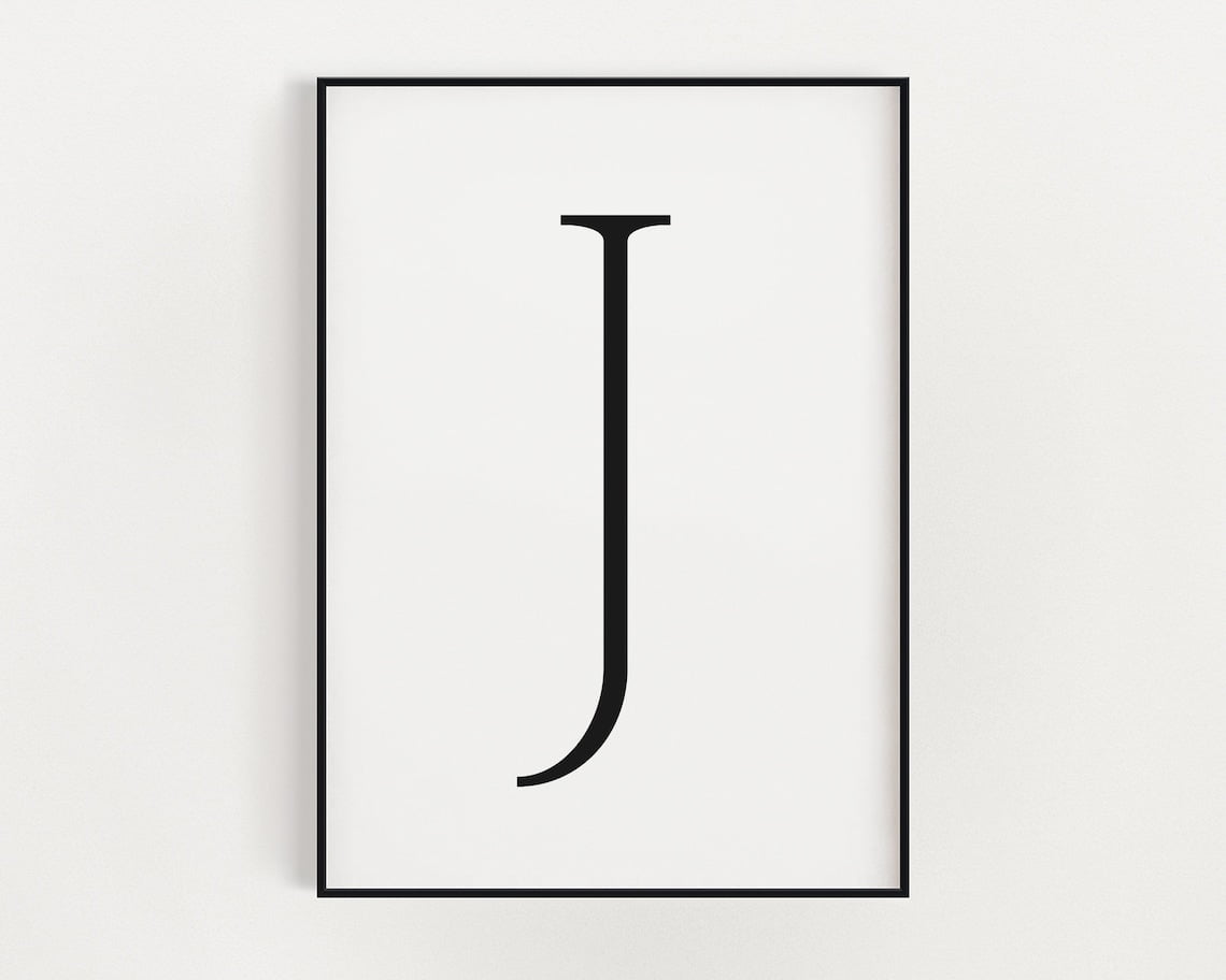 Eastern Print Letter J Poster Monogram Typography Wall Art Minimal ...