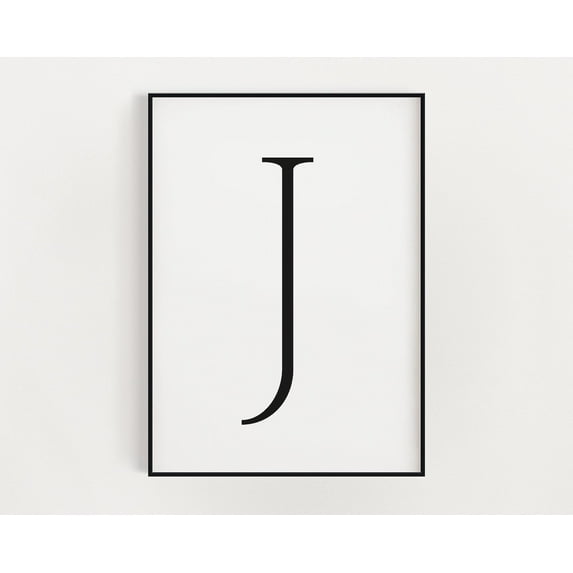 Eastern Print Letter J Poster Monogram Typography Wall Art Minimal ...