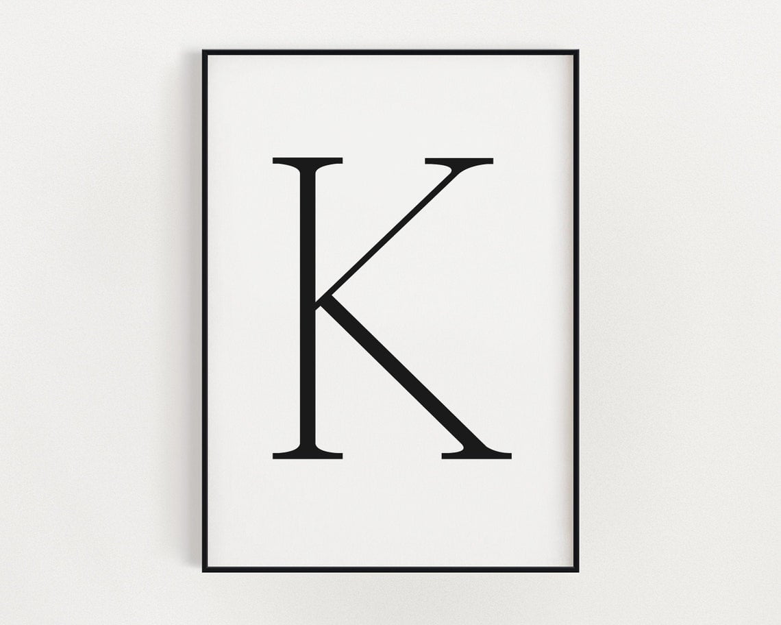 Eastern Print Letter K Poster Monogram Typography Wall Art Minimal ...