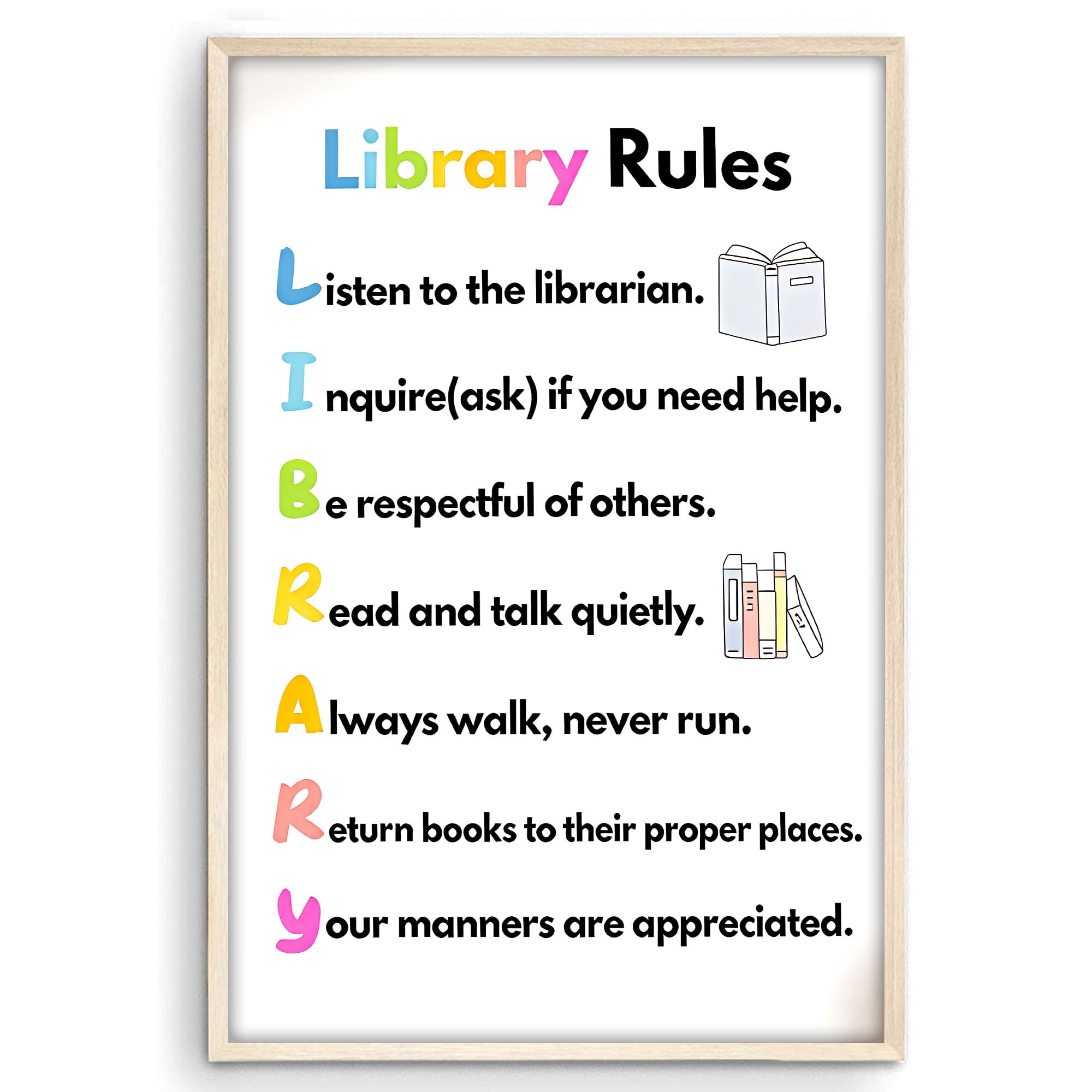 Eastern Print Library Rules Poster, School Library Print, Classroom ...