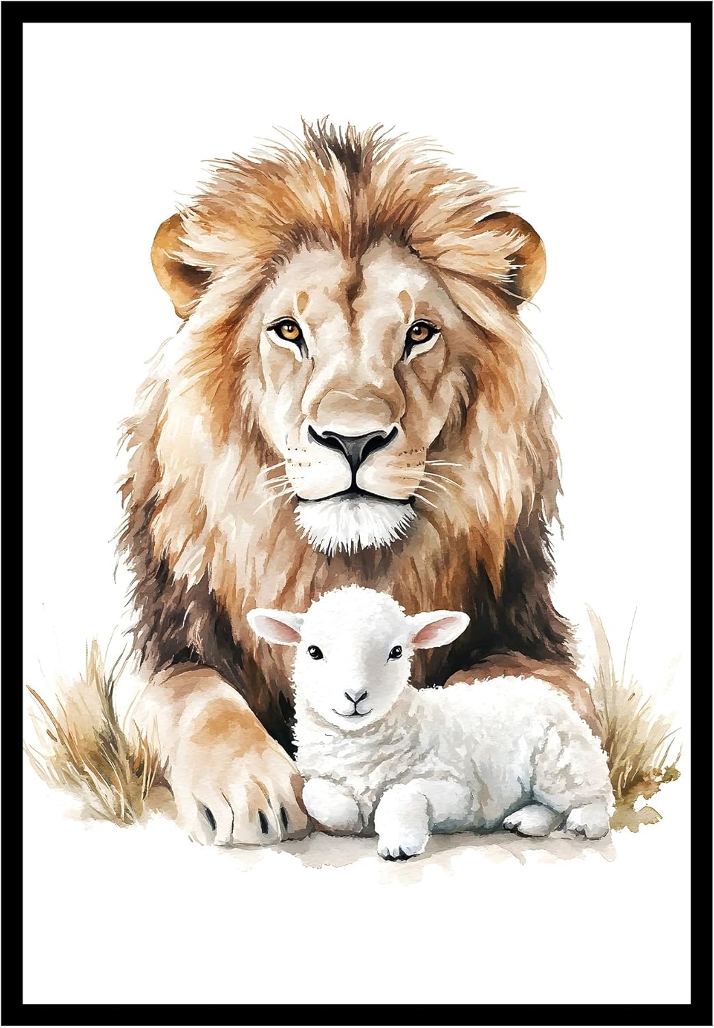 Eastern Print Lion And Lamb, Nativity Scene Birth Of Jesus, , Festive ...