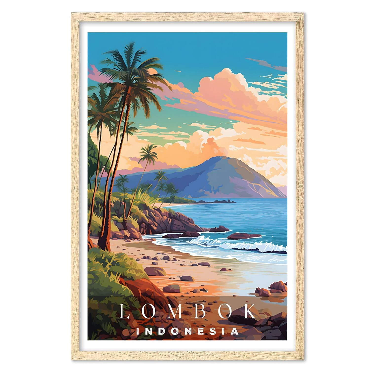 Eastern Print Lombok Poster, Lombok Print, Indonesia Poster, Indonesia ...