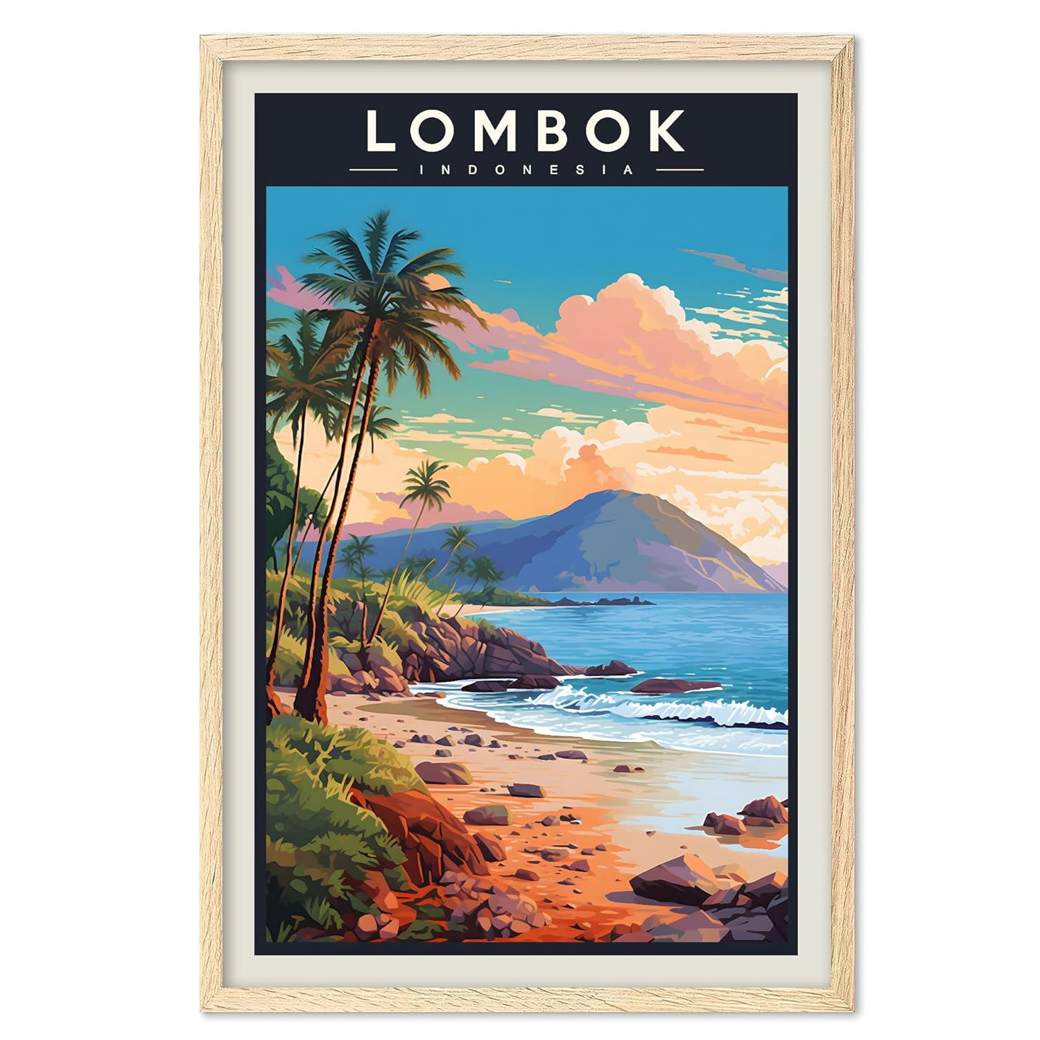 Eastern Print Lombok Poster, Lombok Print, Indonesia Poster, Indonesia ...
